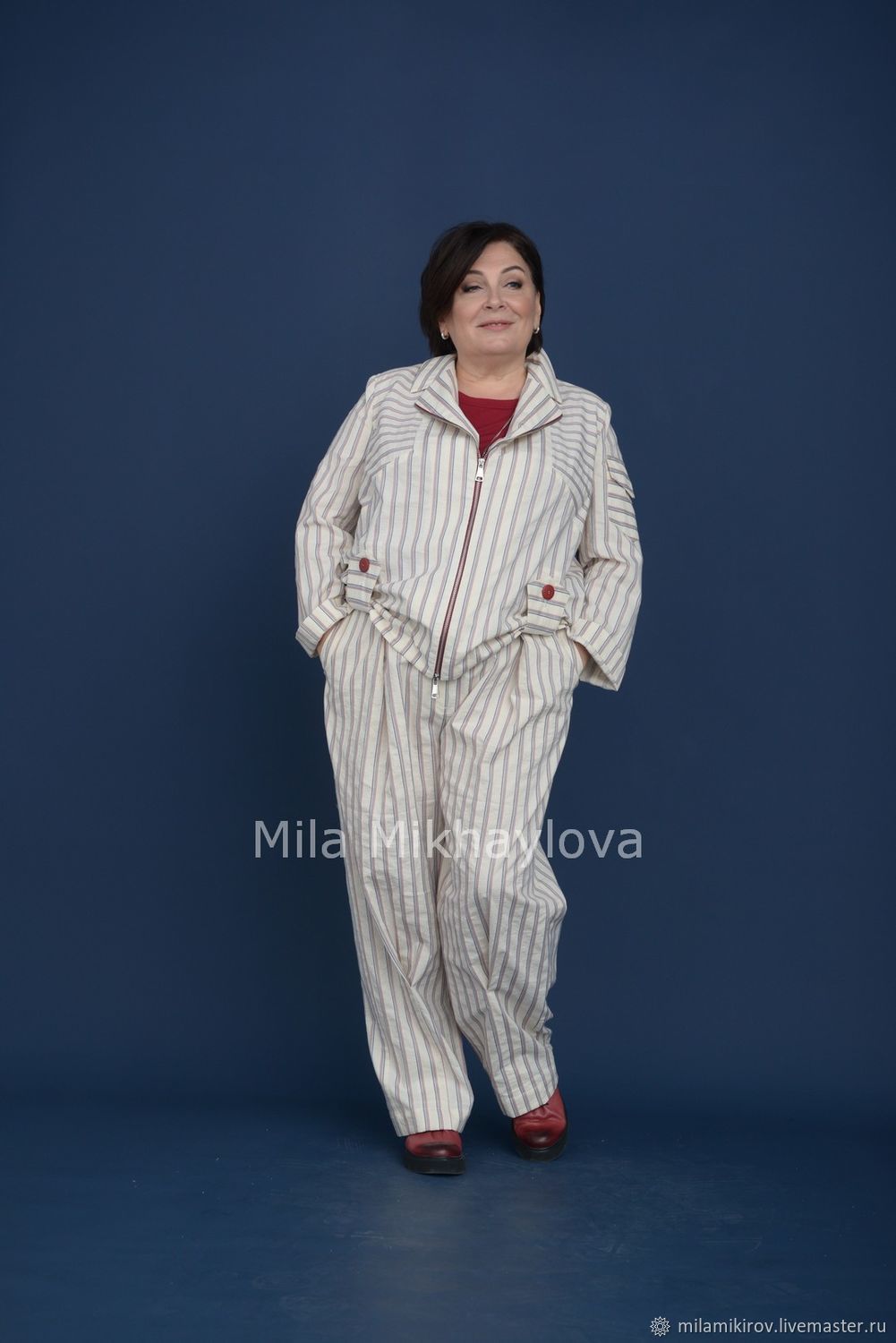 Костюм из итальянской жатки в полоску Арт.3629/3628 в интернет-магазине ...