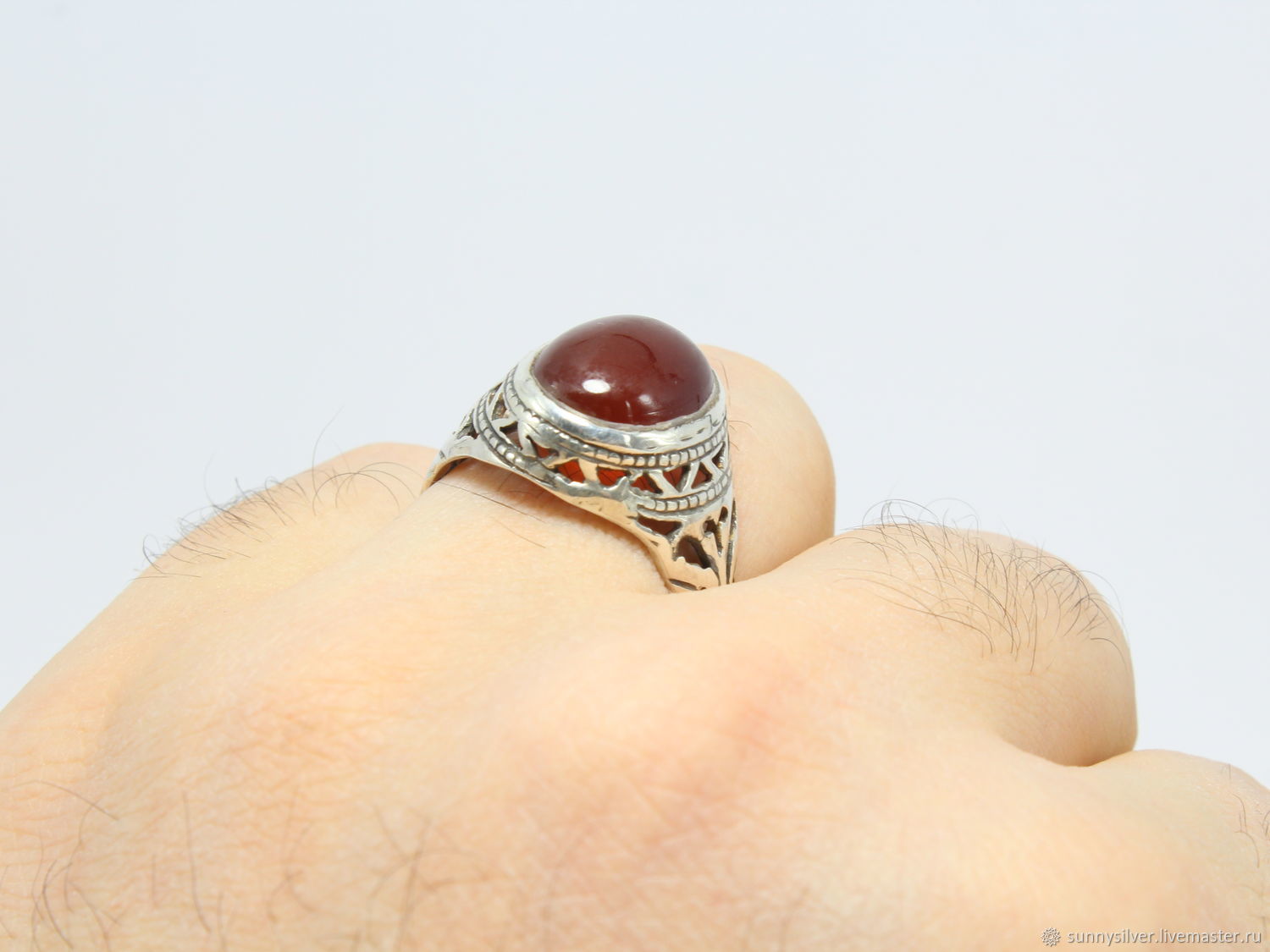 Перстень мужской Маллот с сердоликом из серебра 925 пробы HA0007 купить ...