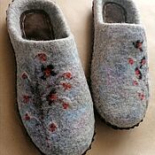 Тапочки валяные из шерсти. "Зимние" – заказать на Ярмарке Мастеров ...