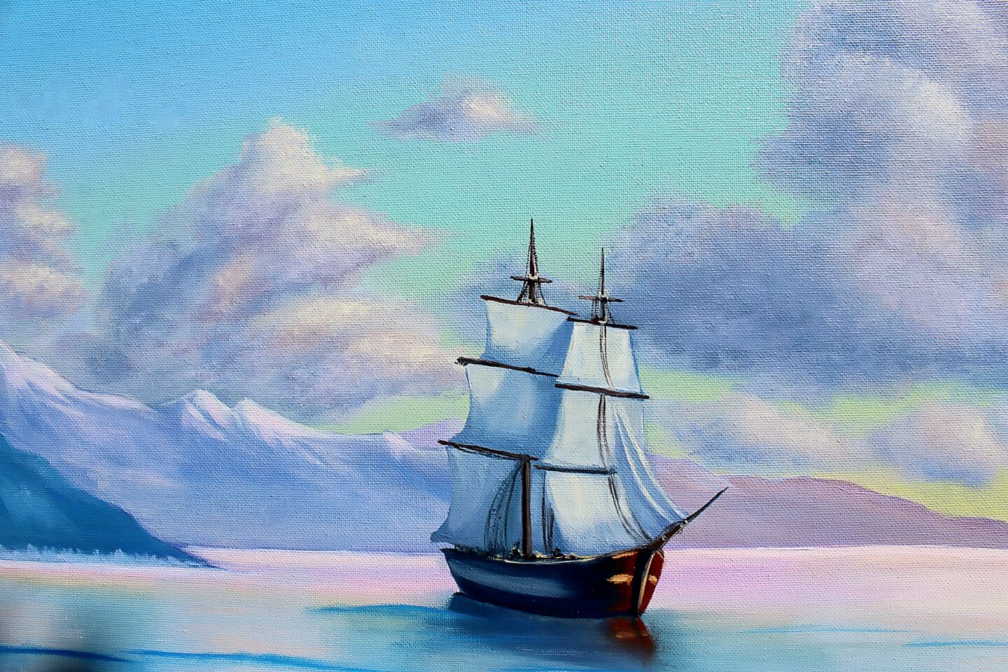 Картина маслом море. Морской пейзаж живопись. Картина с кораблем ...