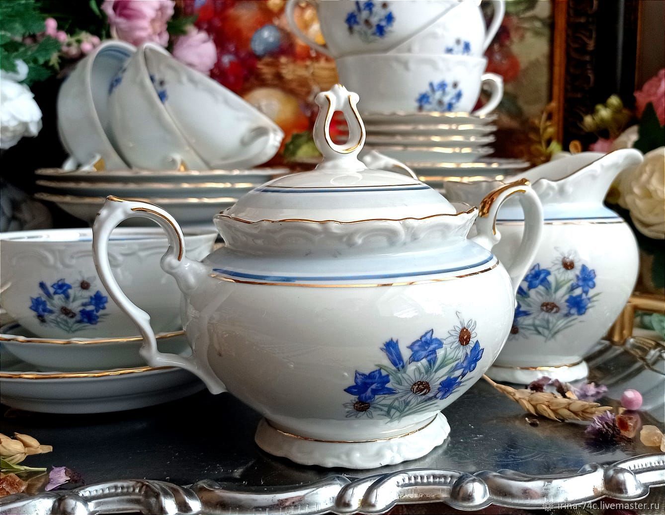 Винтаж: Сахарница."Ромашки-колокольчики".Kahla. ГДР купить в интернет-магазине Ярмарка Мастеров ...