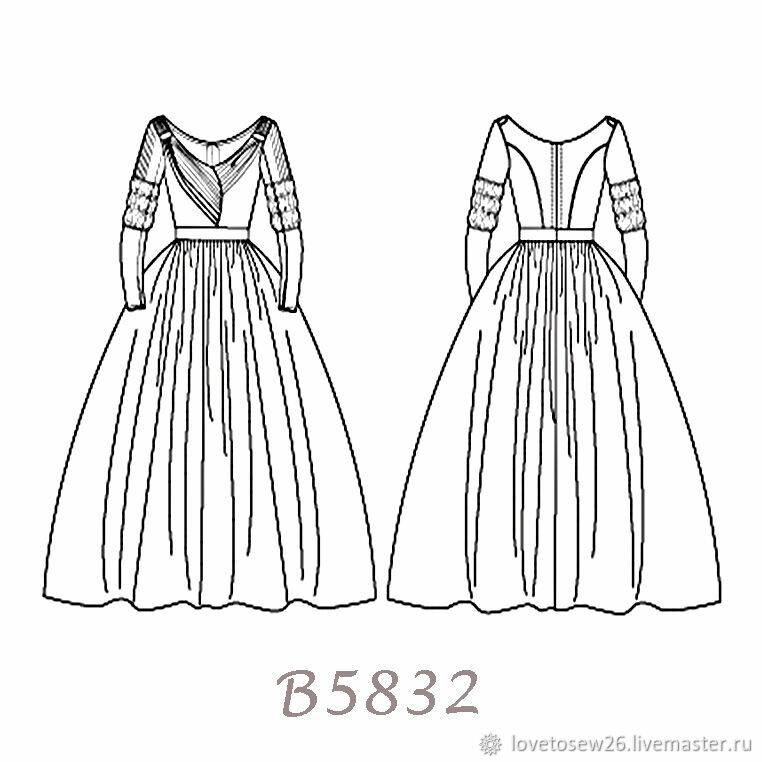 B5832 Выкройки исторического костюма Платья 1840-1860 г Butterick 5832 ...