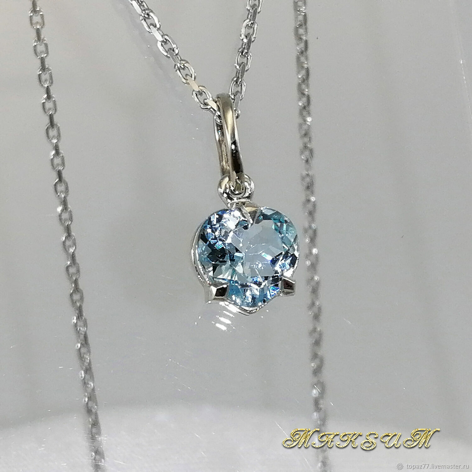 Подвеска «Топаз - сердце» белое золото 585 пробы, топаз. ВИДЕО купить в ...
