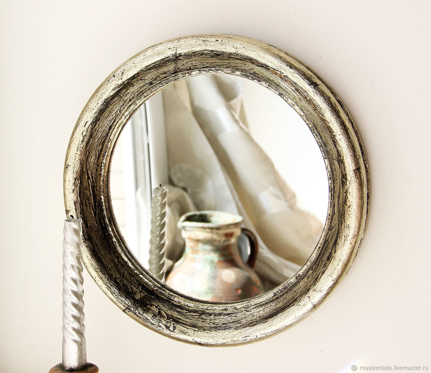 Зеркало круглое, зеркало в деревянной раме, зеркало в ванную комнату в ...