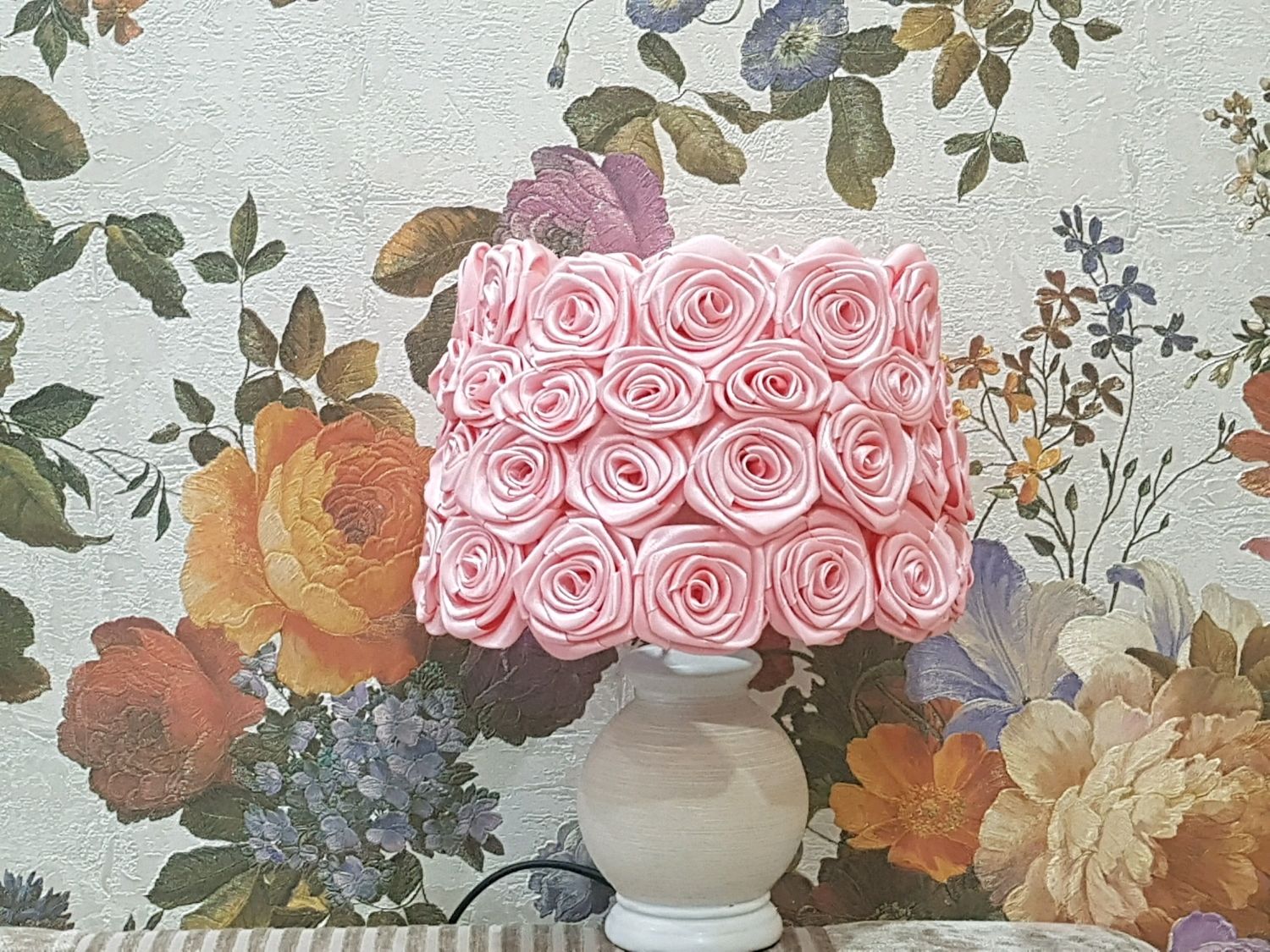 Светильник с абажуром из роз"Розовый закат" – купить онлайн на Ярмарке ...