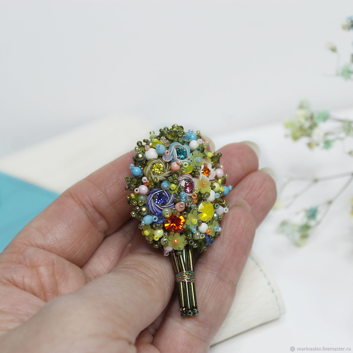 Брошь "Букет" – заказать на Ярмарке Мастеров – QE700RU | Брошь-булавка ...