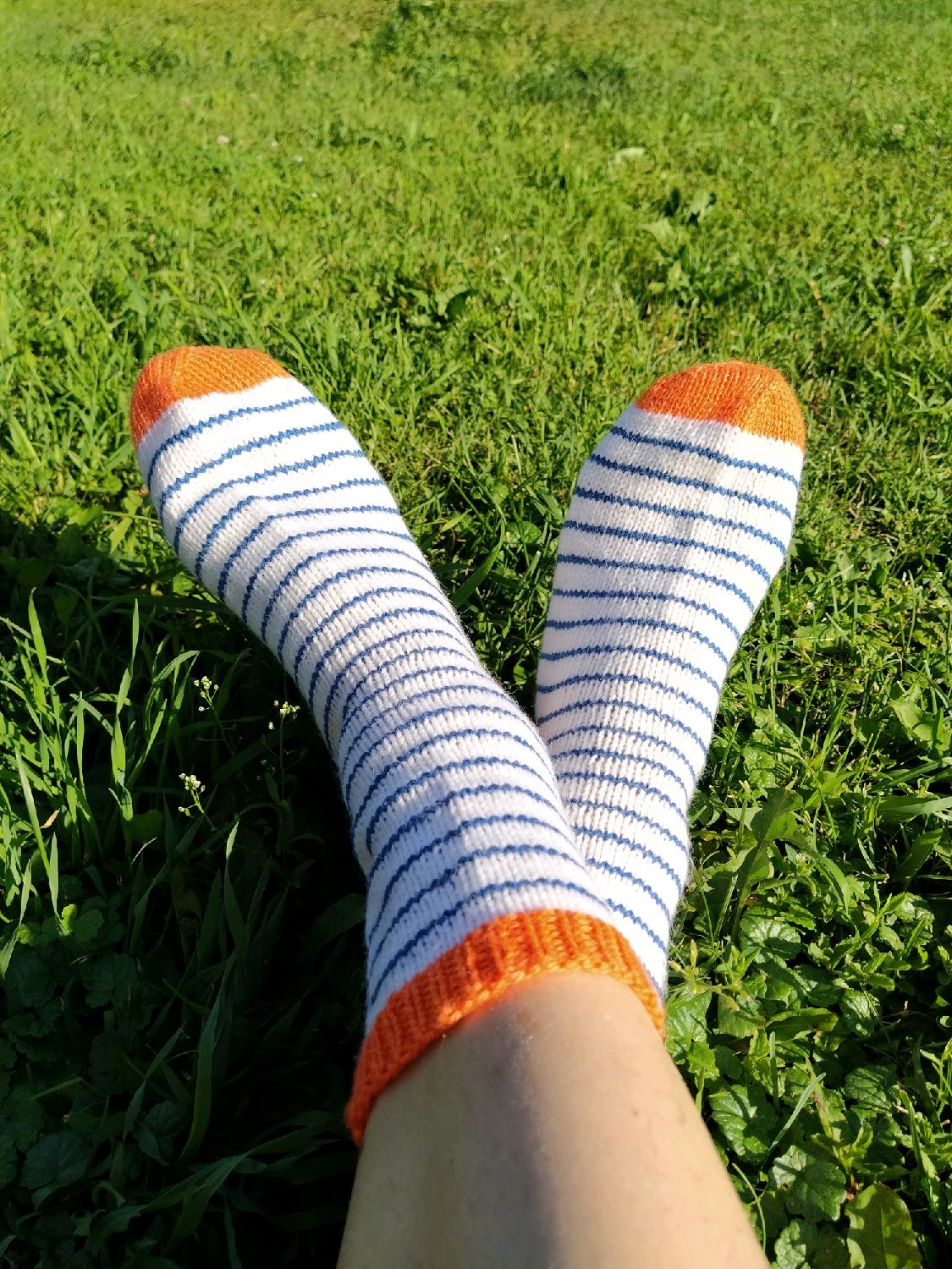 RussianSocks Вязаные носки полосатые в морском стиле оранжевые полоски ...