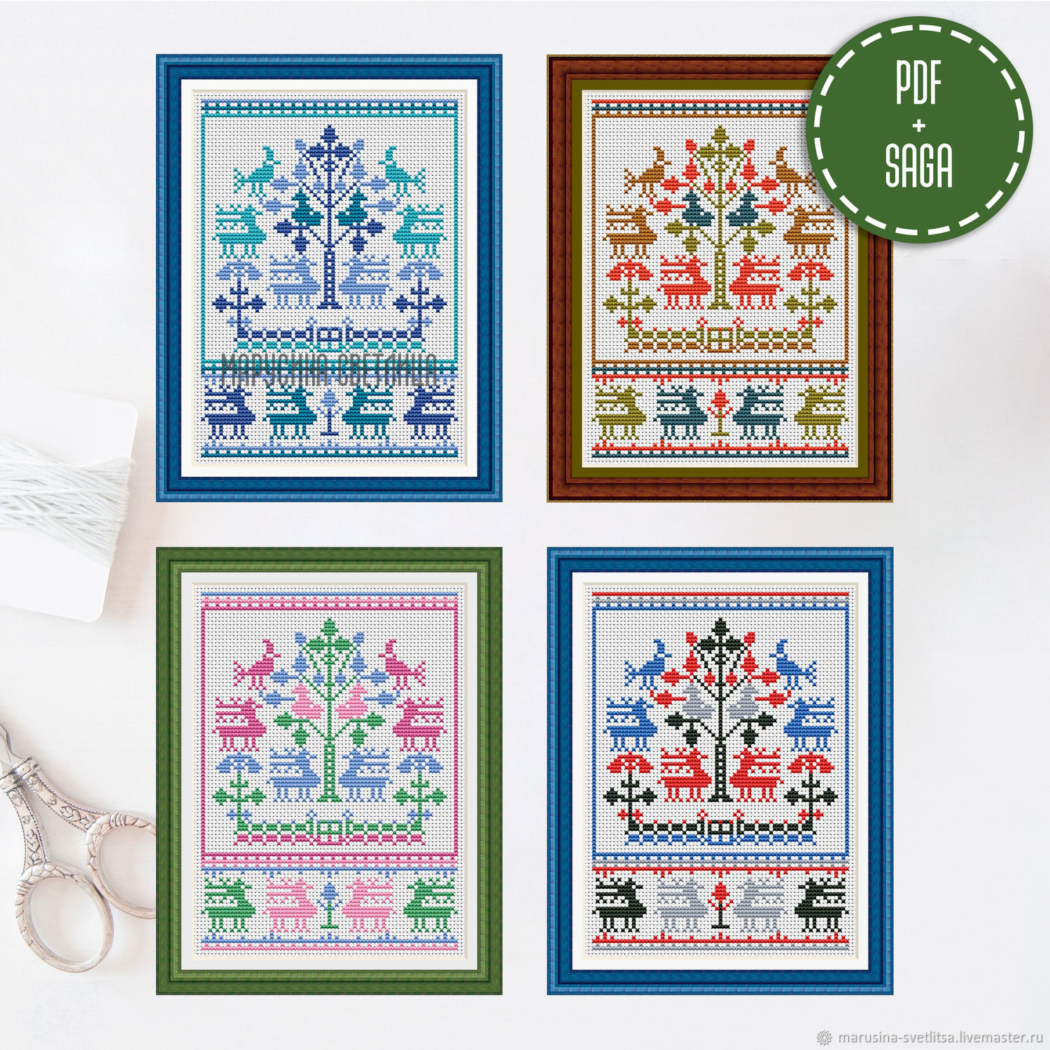 Схема для вышивки крестом в народном стиле LP022 4 цвета, PDF + SAGA в интернет-магазине на ...