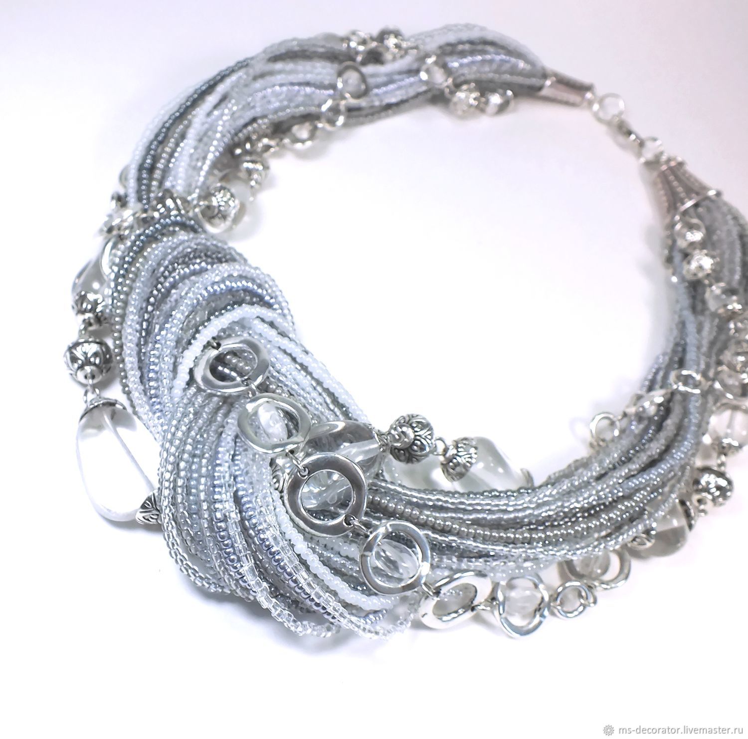 Серебряный Омут Колье бисер горный хрусталь в интернет-магазине Ярмарка ...