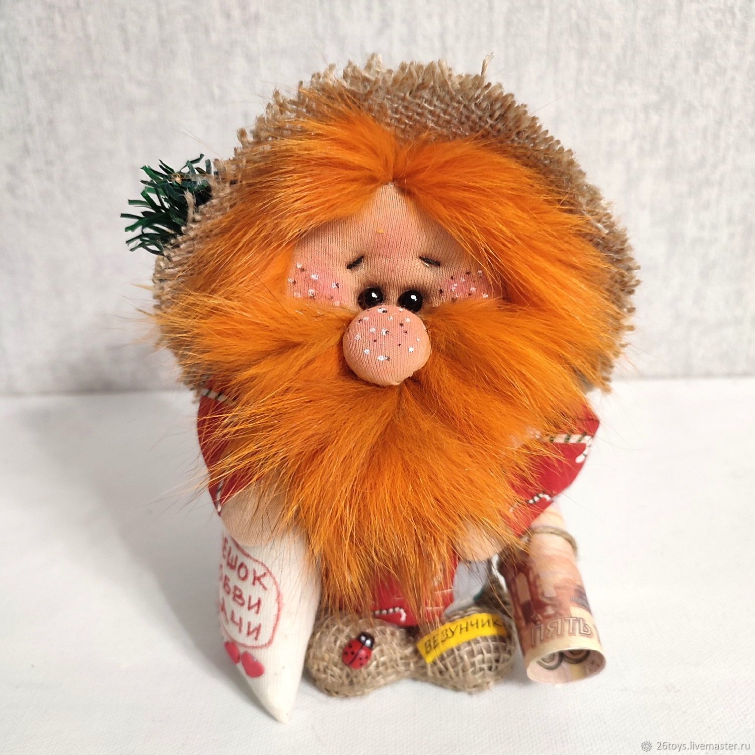 Домовенок Денежный оберег для дома и семьи Домовой с мешком и купюрой в ...