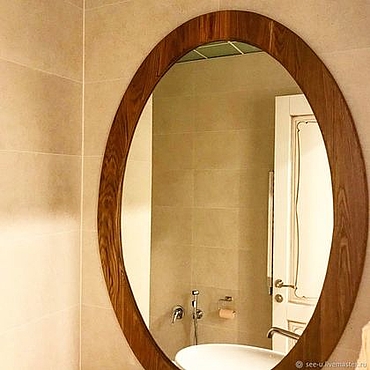 Круглое зеркало в деревянной раме – купить на Ярмарке Мастеров ...