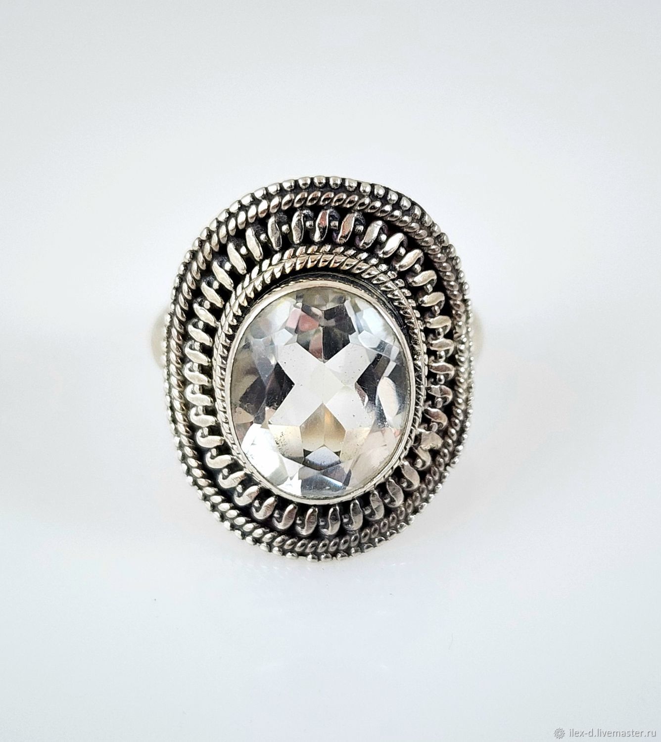 Серебряное кольцо с горным хрусталем, 925 проба в интернет-магазине ...
