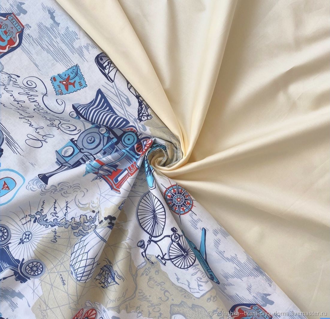 ОСТАТКИ 2,5+2,95 м Перкаль с машинами Вояж Трехгорная Мануфактура в ...