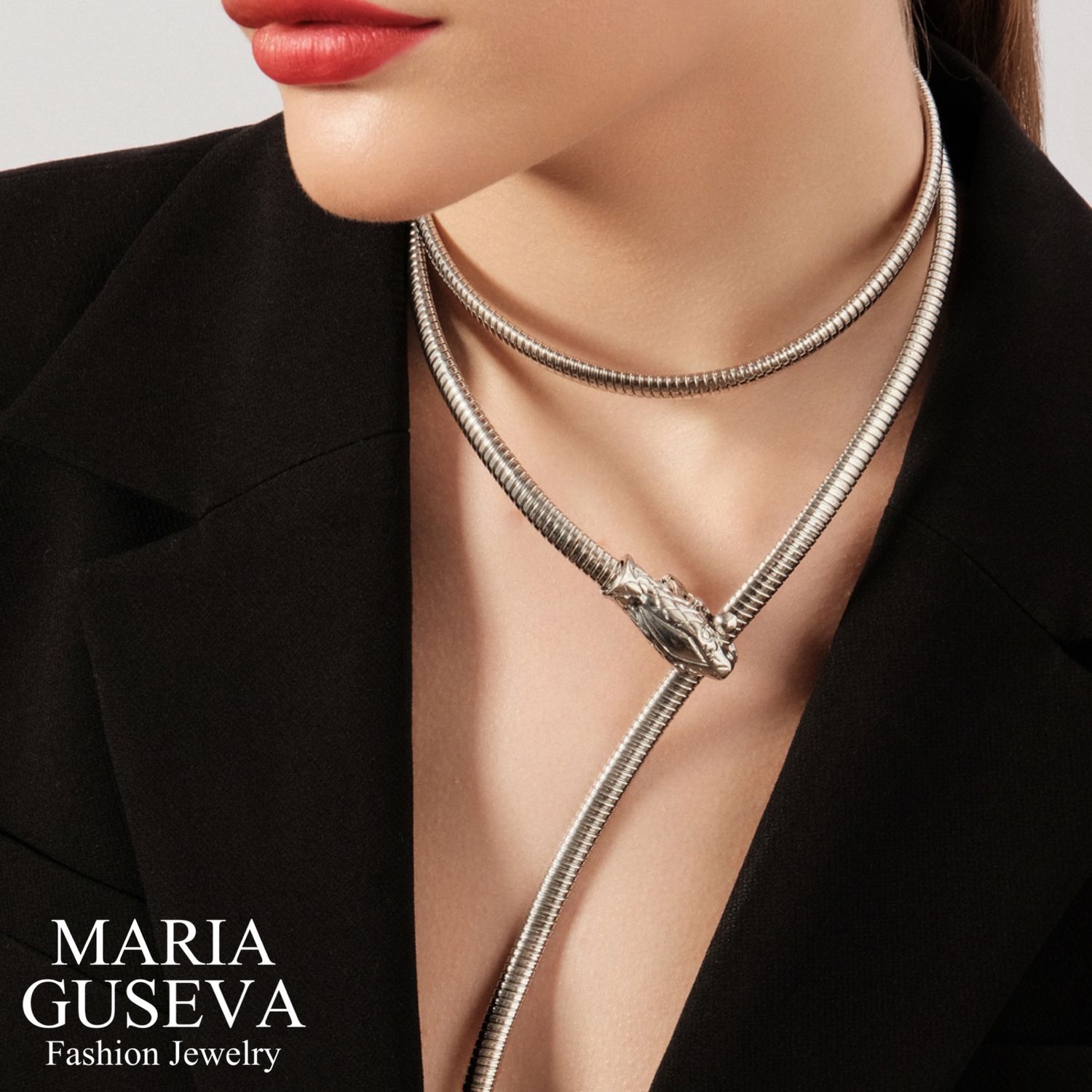 Колье серебристая змея snake exclusive купить в интернет-магазине ...