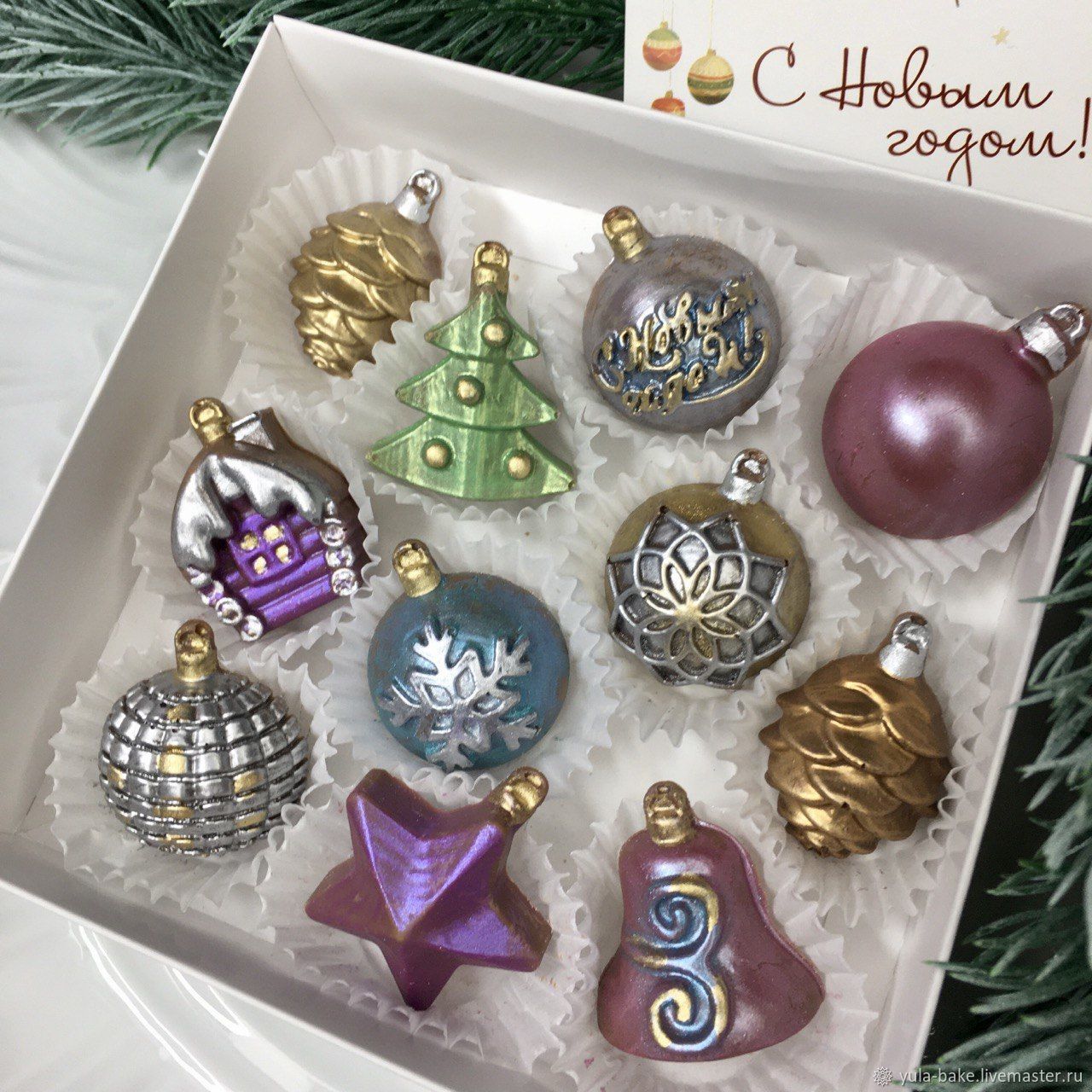 Шоколадные конфеты ручной работы. Ёлочные игрушки. Новогодний подарок ...