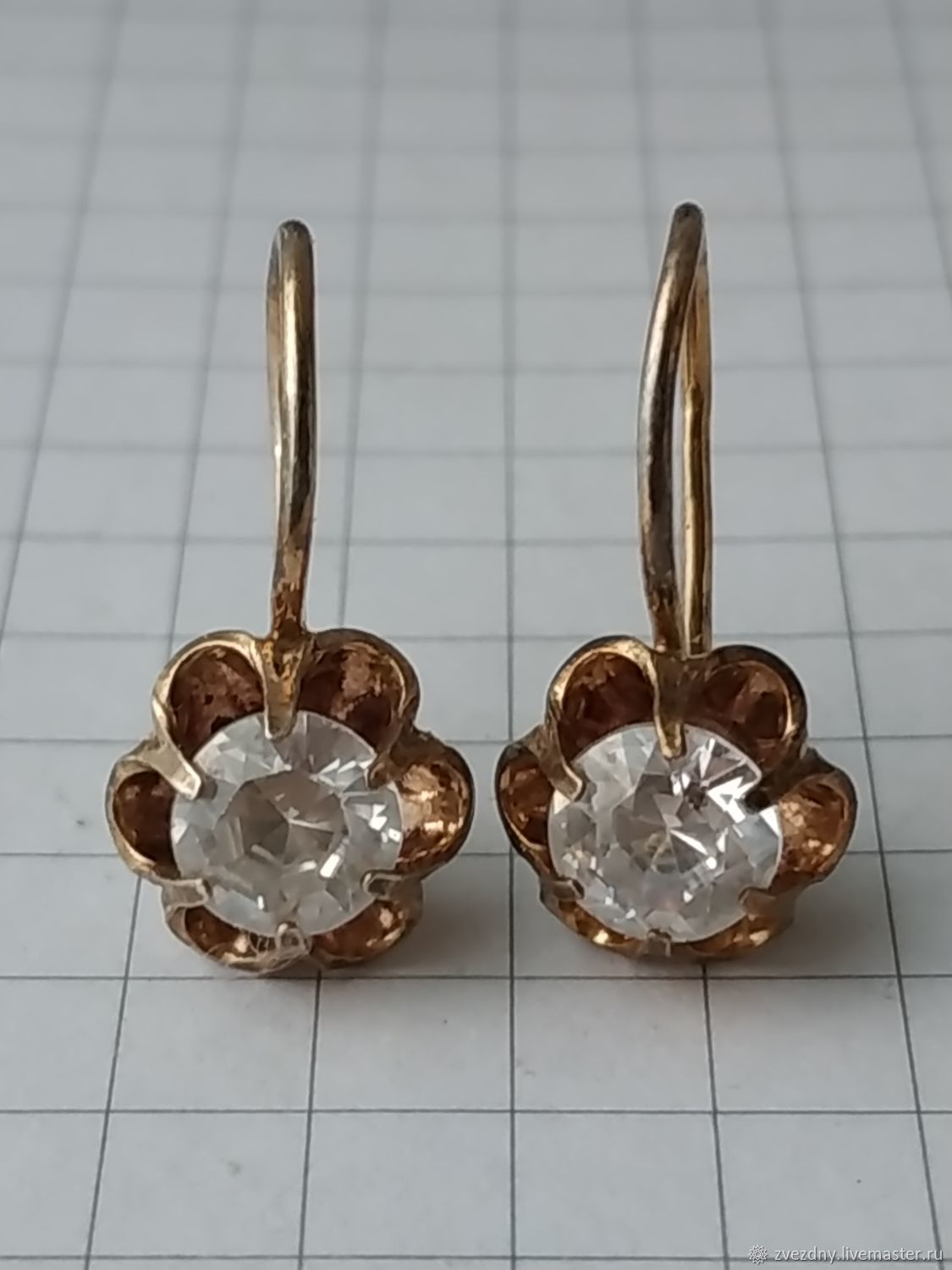 Винтаж: Серьги под бриллианты серебро / золото СССР винтаж классика ...