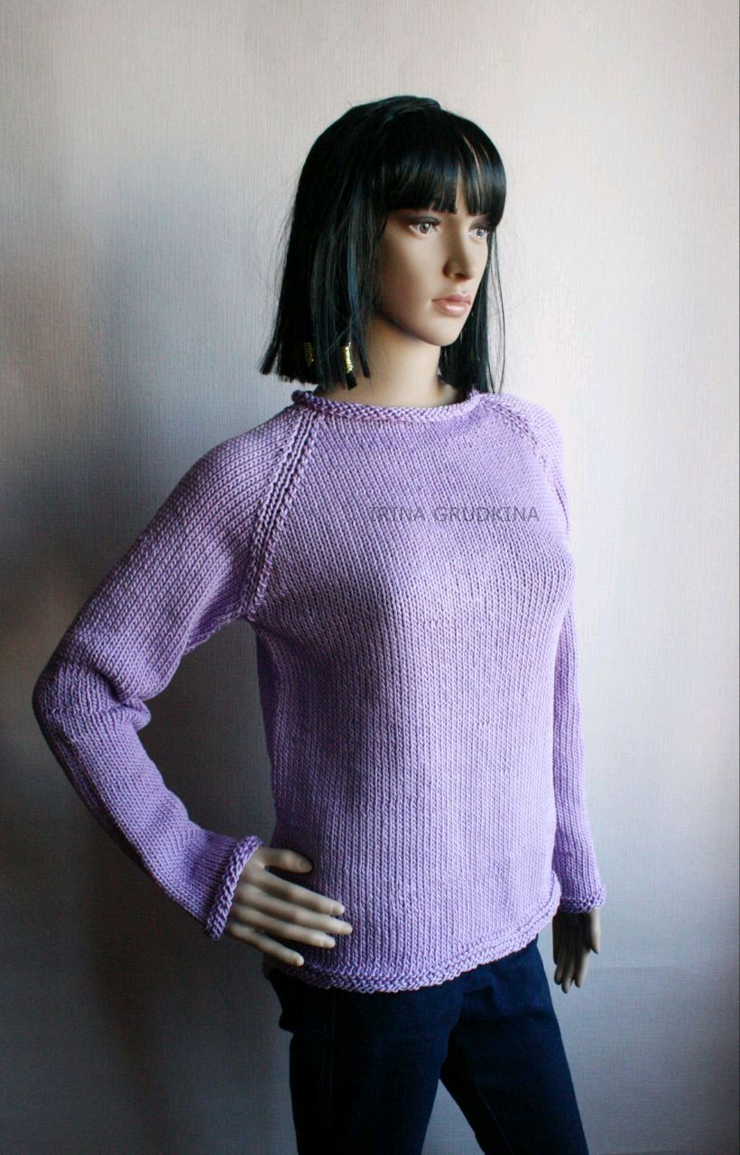 Lilac sweater made of 100 cotton with oval back IFIUJCOM Sweaters Lomonosov