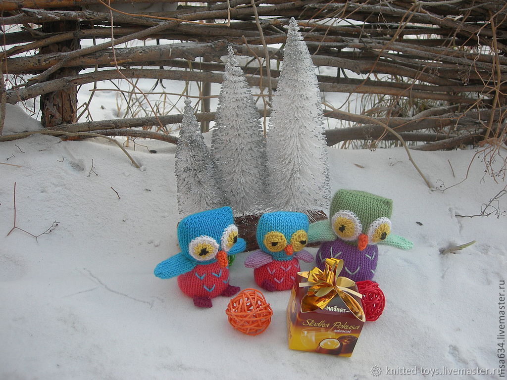 Совы. Вязаная игрушка из шерсти Семейка сов в интернет-магазине на ...