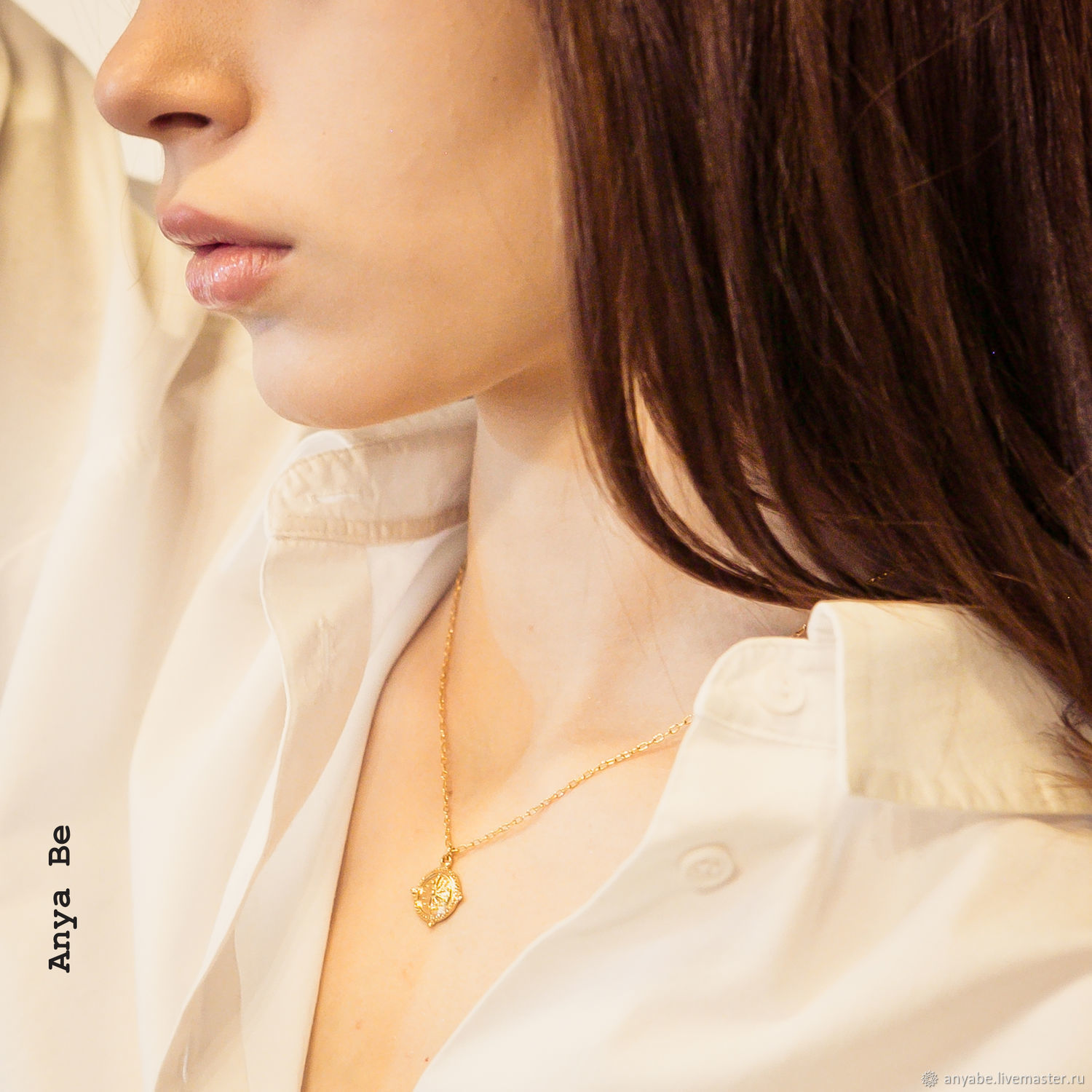 Колье с подвеской монетой, серебро, Vermeil из 14 Кт золота купить в интернет-магазине Ярмарка ...