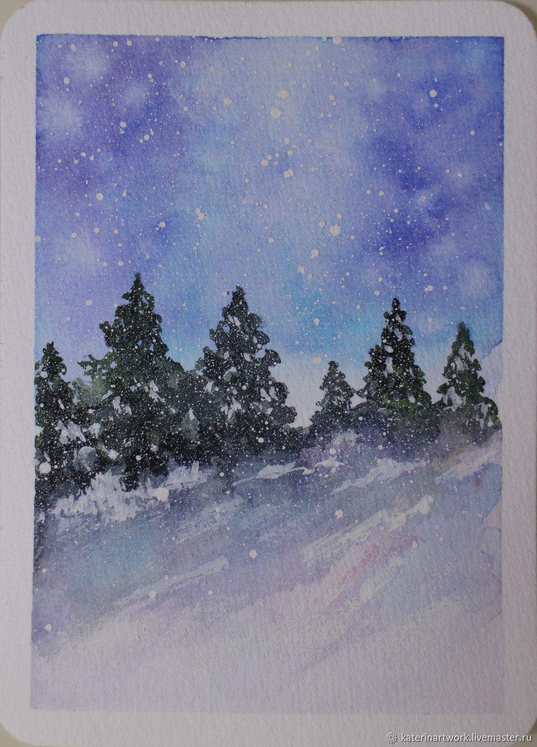 Картины: Новогодние открытки акварелью в интернет-магазине на Ярмарке ...