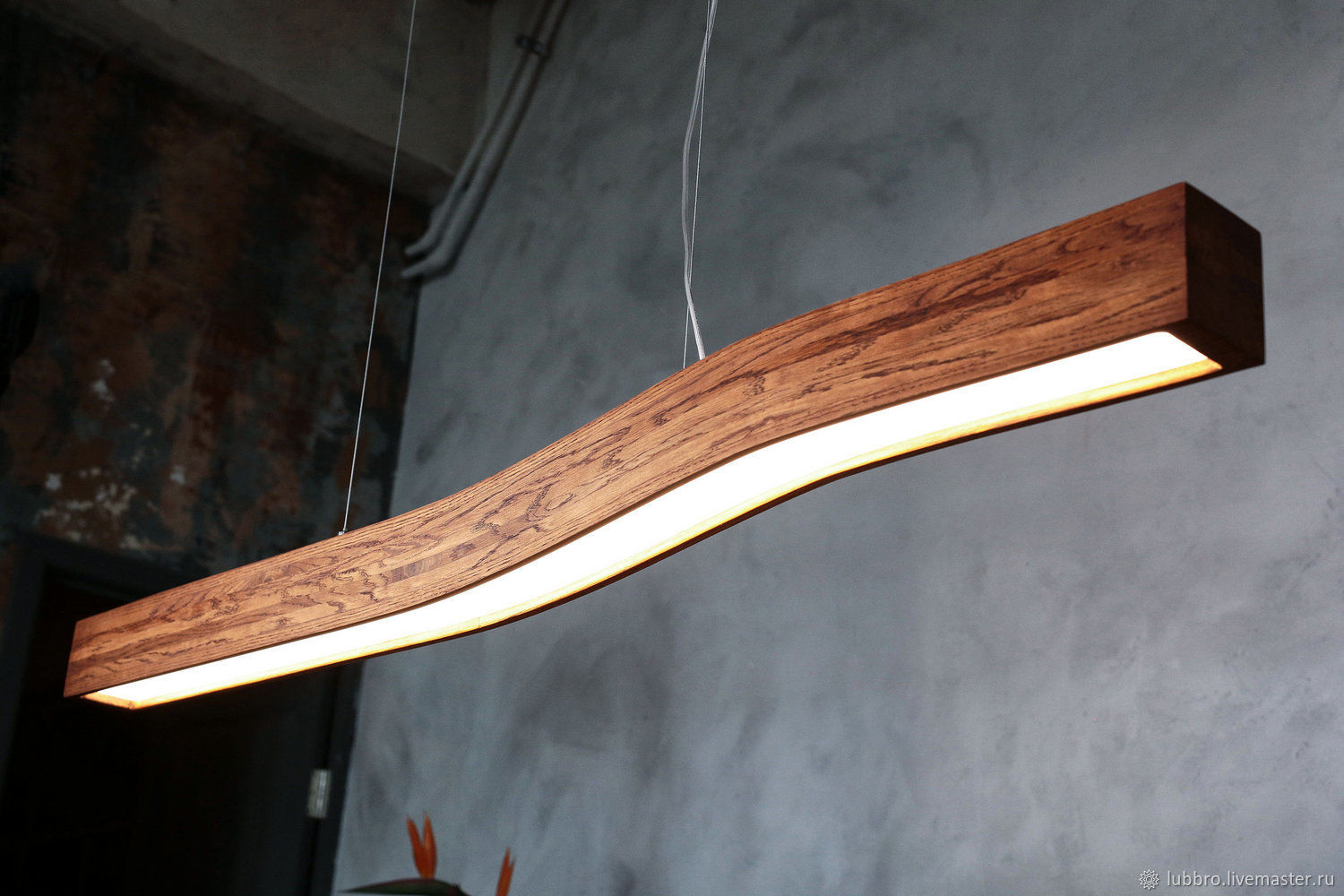 Подвесной светильник из массива дуба Wave Plus, Деревянный светильник в ...