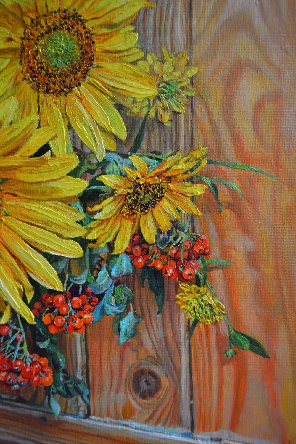 Подсолнухи и золотые шары картина маслом Цветы Осень – заказать на ...