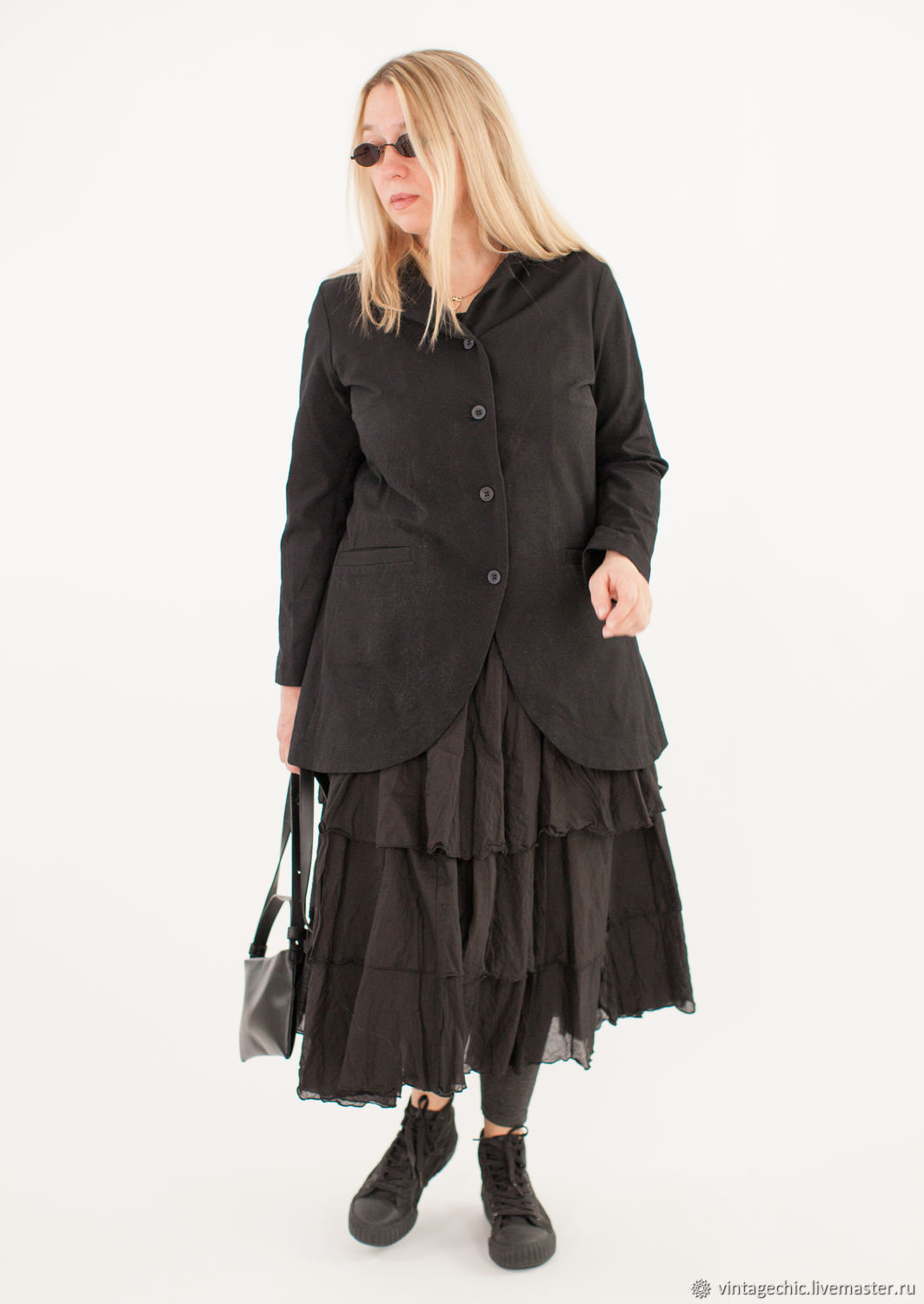 Жакет-фрак из суперэластичного черного хлопка MUHA-468a на заказ в ...