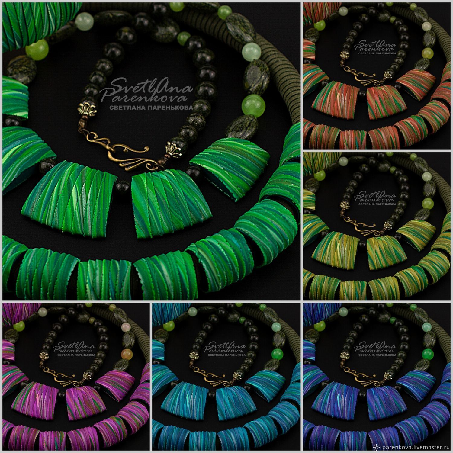 Комплект украшения деним омбре (739) дизайнерские украшения на заказ в ...