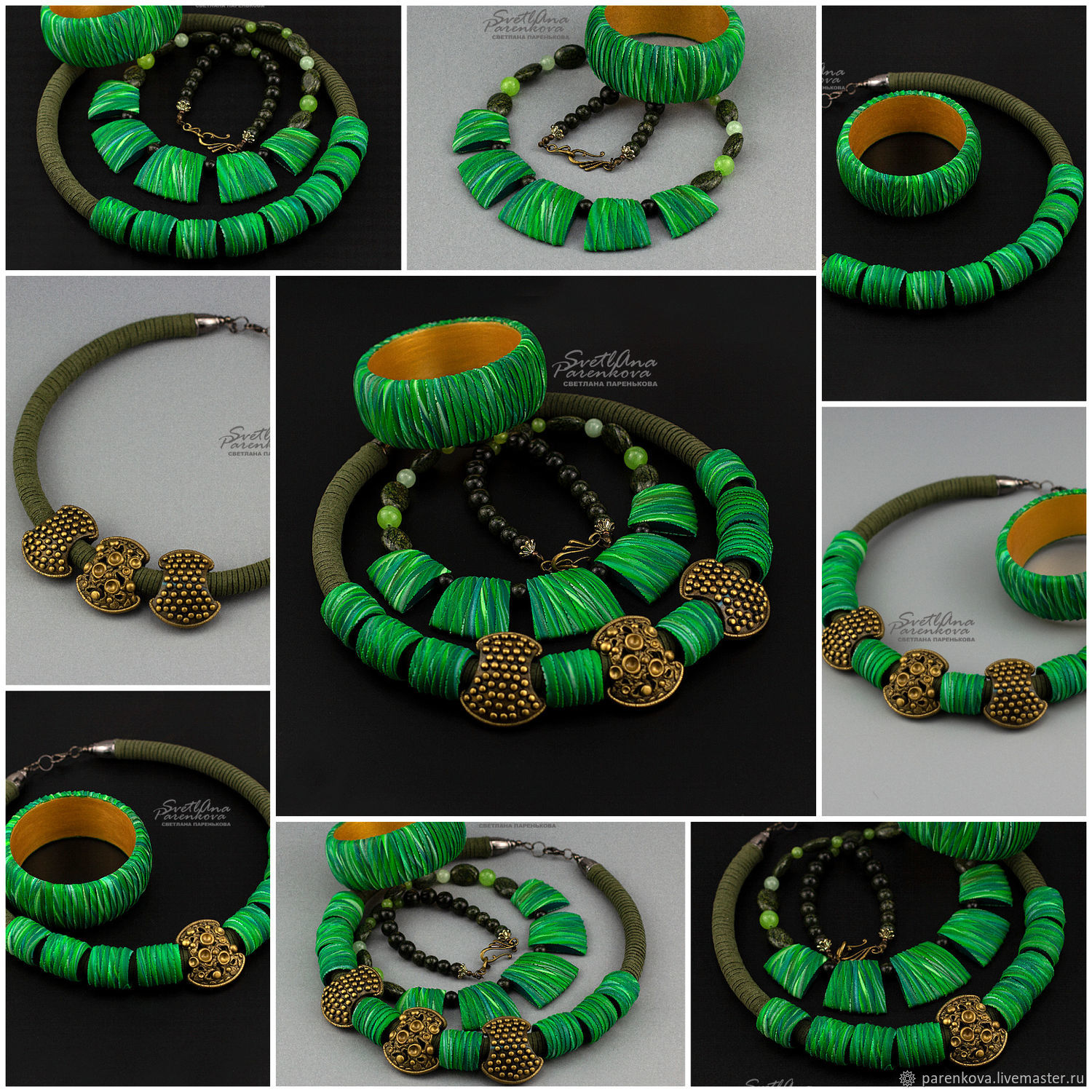 Комплект украшения деним омбре (739) дизайнерские украшения на заказ в ...