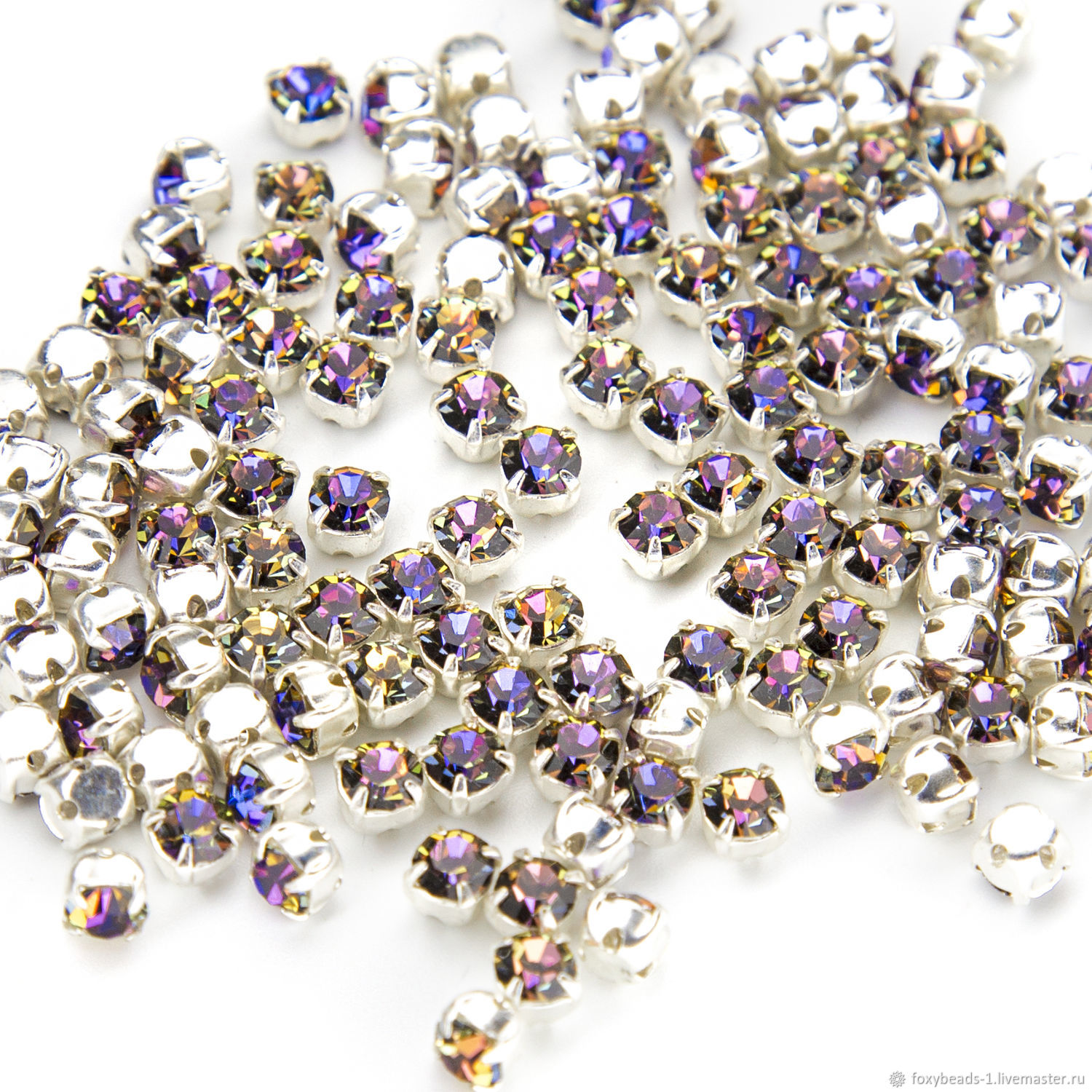 Шатоны ss16 (4мм), Volcano, Preciosa, 12 шт., оправа (серебро) в ...