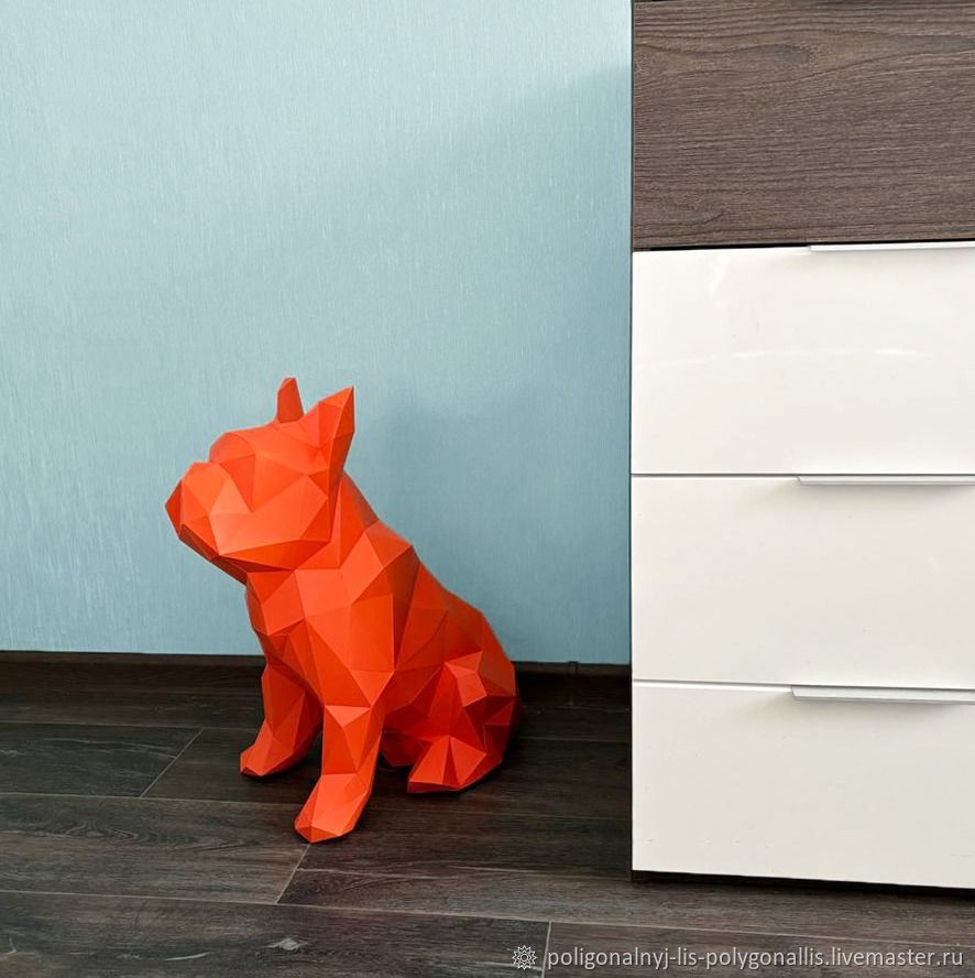 Скульптуры: Бульдог papercraft полигональная фигура из бумаги в ...
