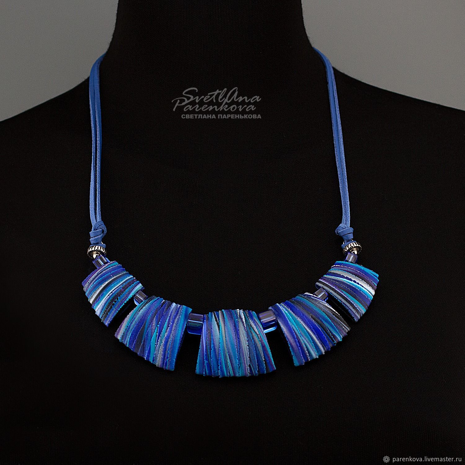 Комплект украшения деним омбре (739) дизайнерские украшения на заказ в ...