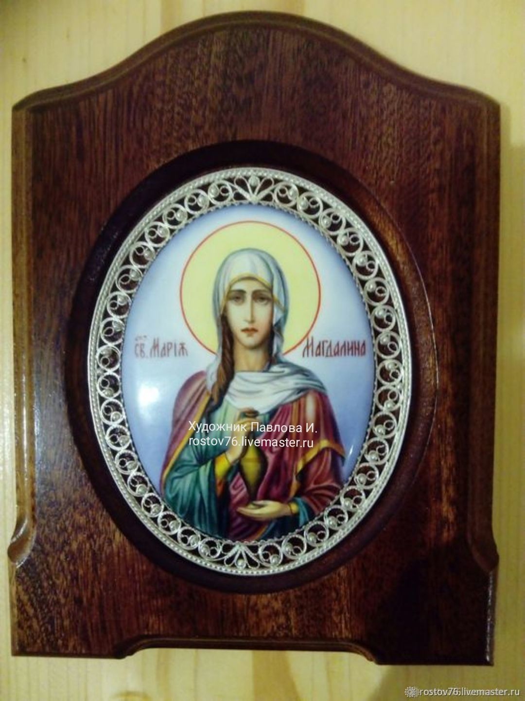 Икона " Святая Мария Магдалина" финифть – заказать на Ярмарке Мастеров ...