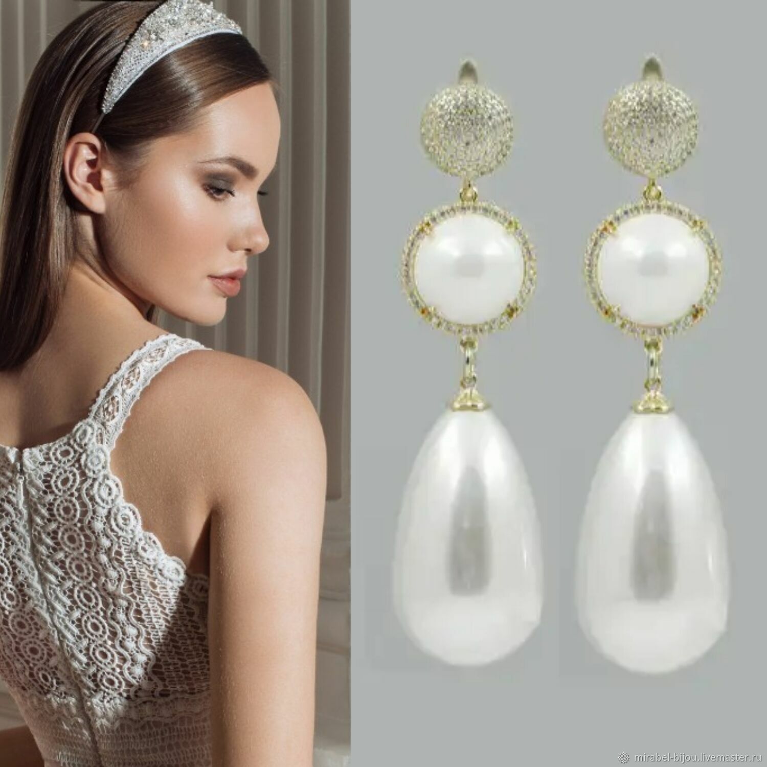 Серьги Elizabeth. Крупные роскошные жемчужные капли купить в интернет ...