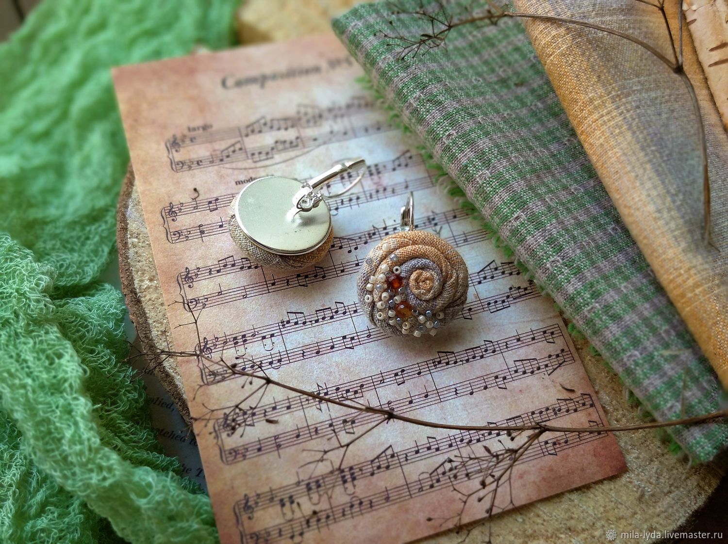 Серьги из ткани МОРОШКА в интернет-магазине Ярмарка Мастеров по цене ...