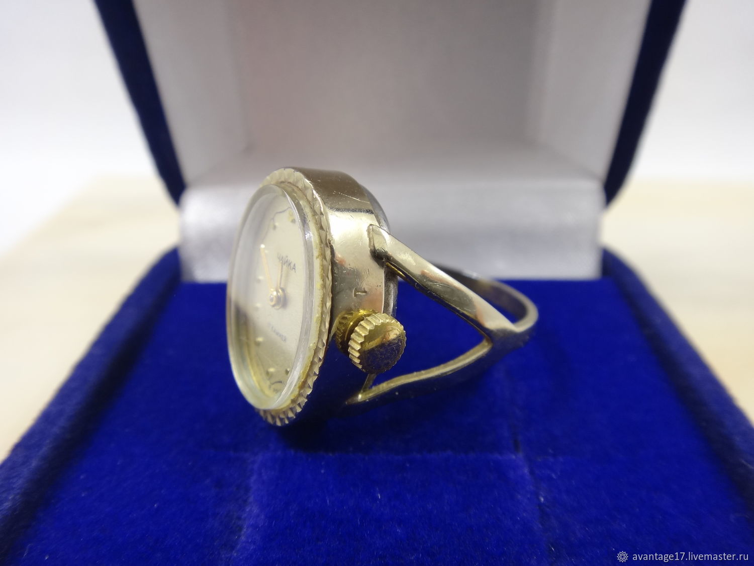 Винтаж: Кольца винтажные: Перстень-часы " Чайка" 17 камней, позолота. в ...