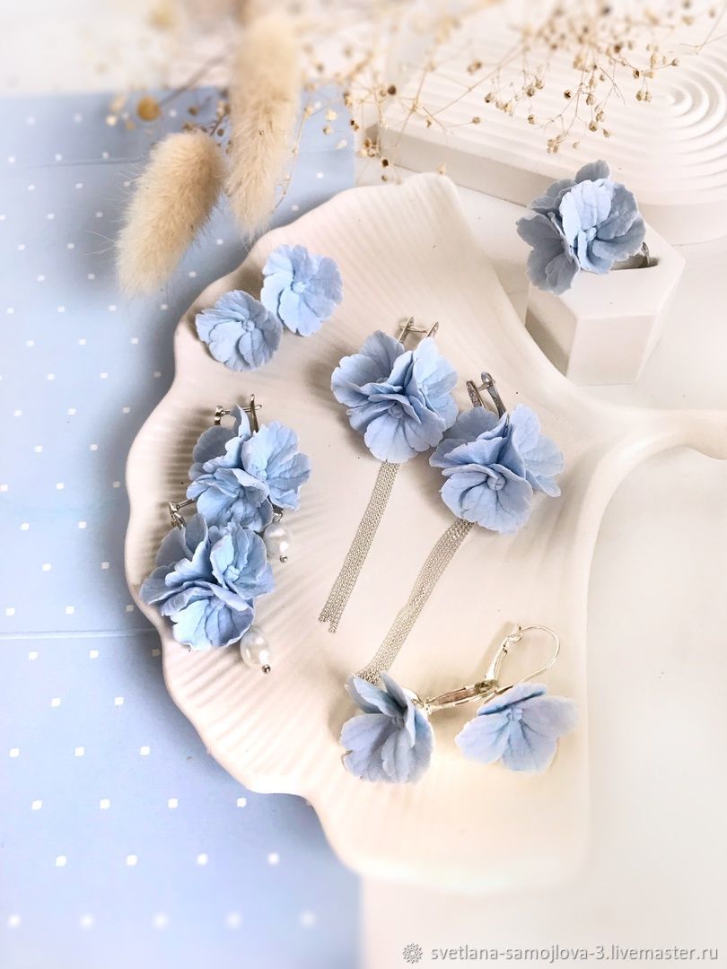 Серьги женские «Гортензии» из глины: красивые украшения ручной работы в ...