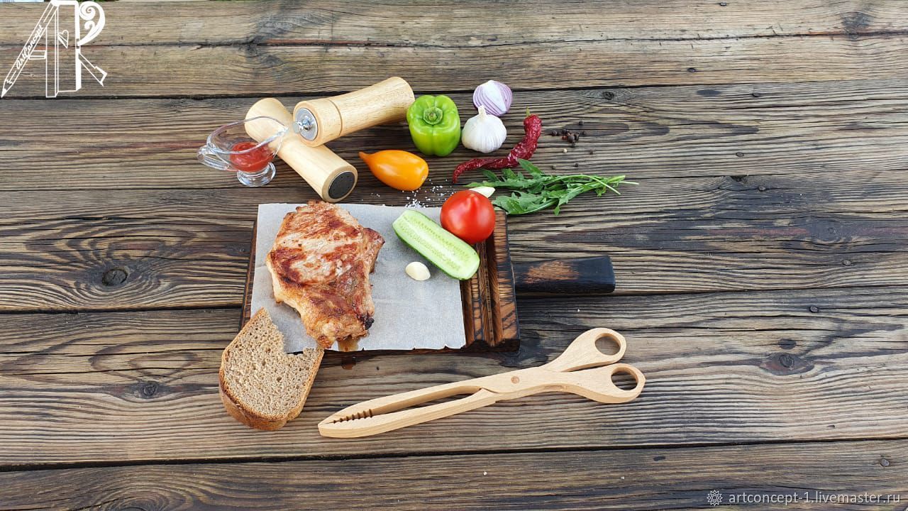 Деревянные щипцы для мяса и стейка бук – купить на Ярмарке Мастеров ...