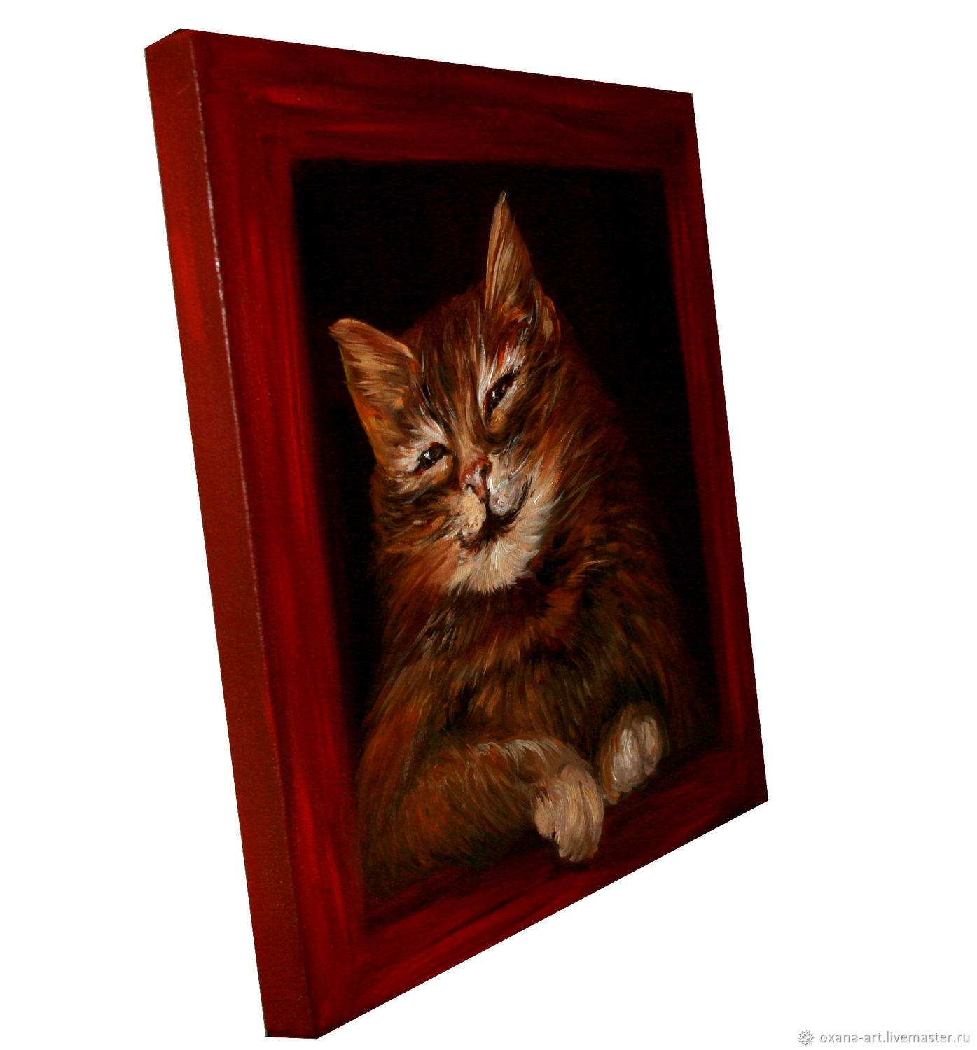 Модульные картины маслом с котиками "Разговор" кот и кошка в интернет ...