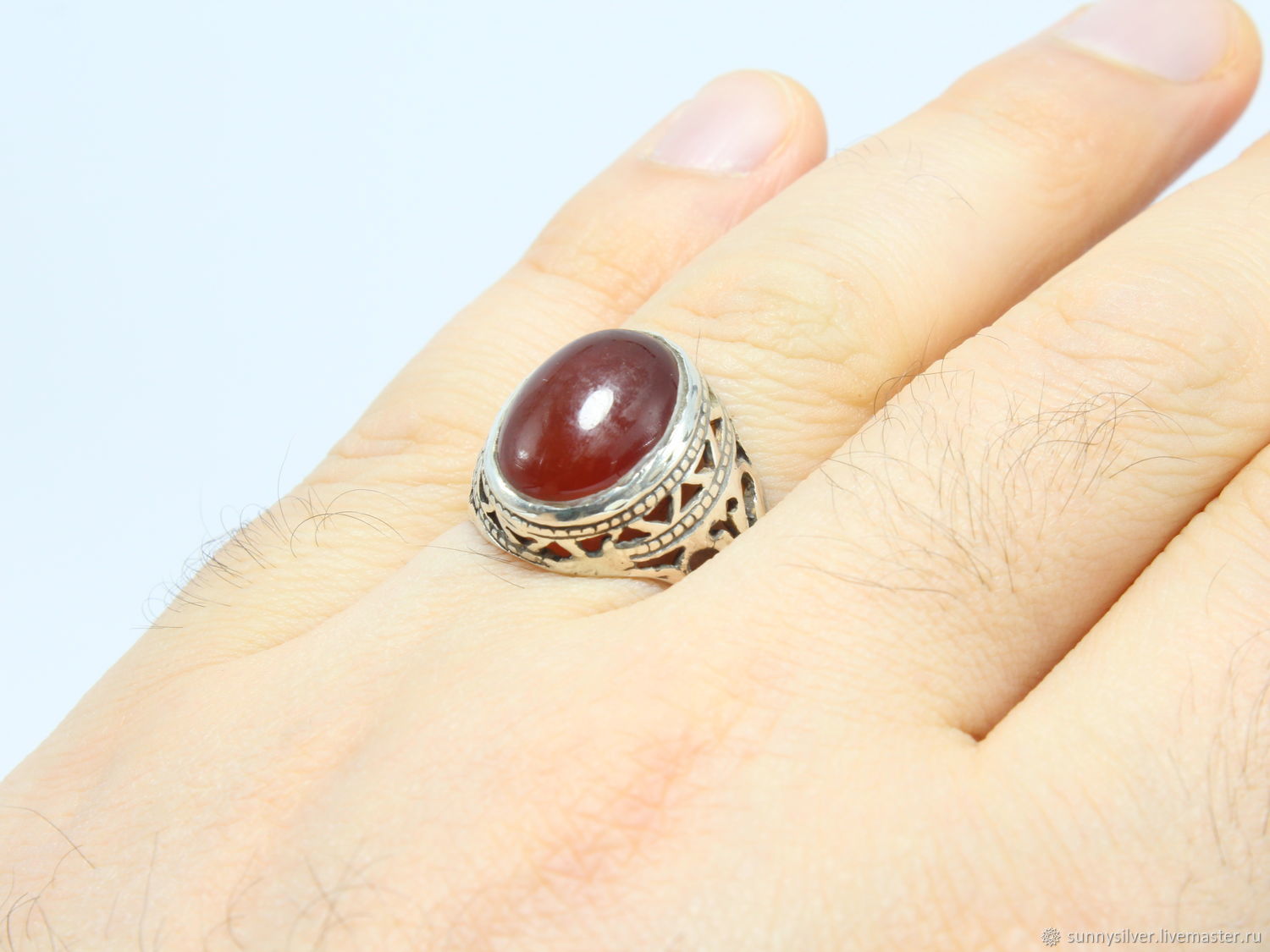 Перстень мужской Маллот с сердоликом из серебра 925 пробы HA0007 купить ...