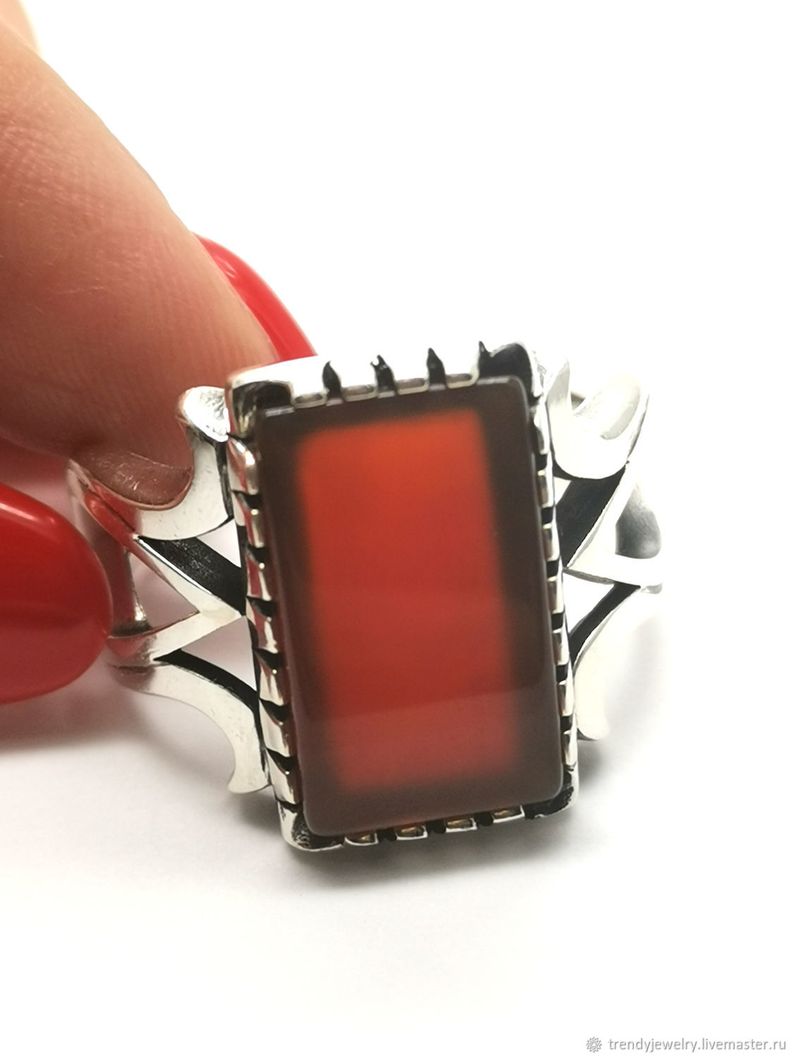 Перстень мужской серебро с красным камнем Сердолик Карнеол перстень ...