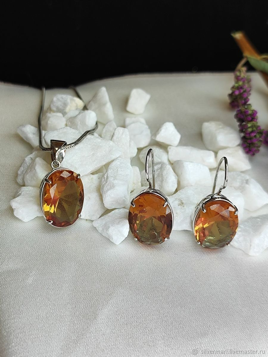 Комплект ювелирных украшений из серебра 925 пробы с Султанитом купить в ...