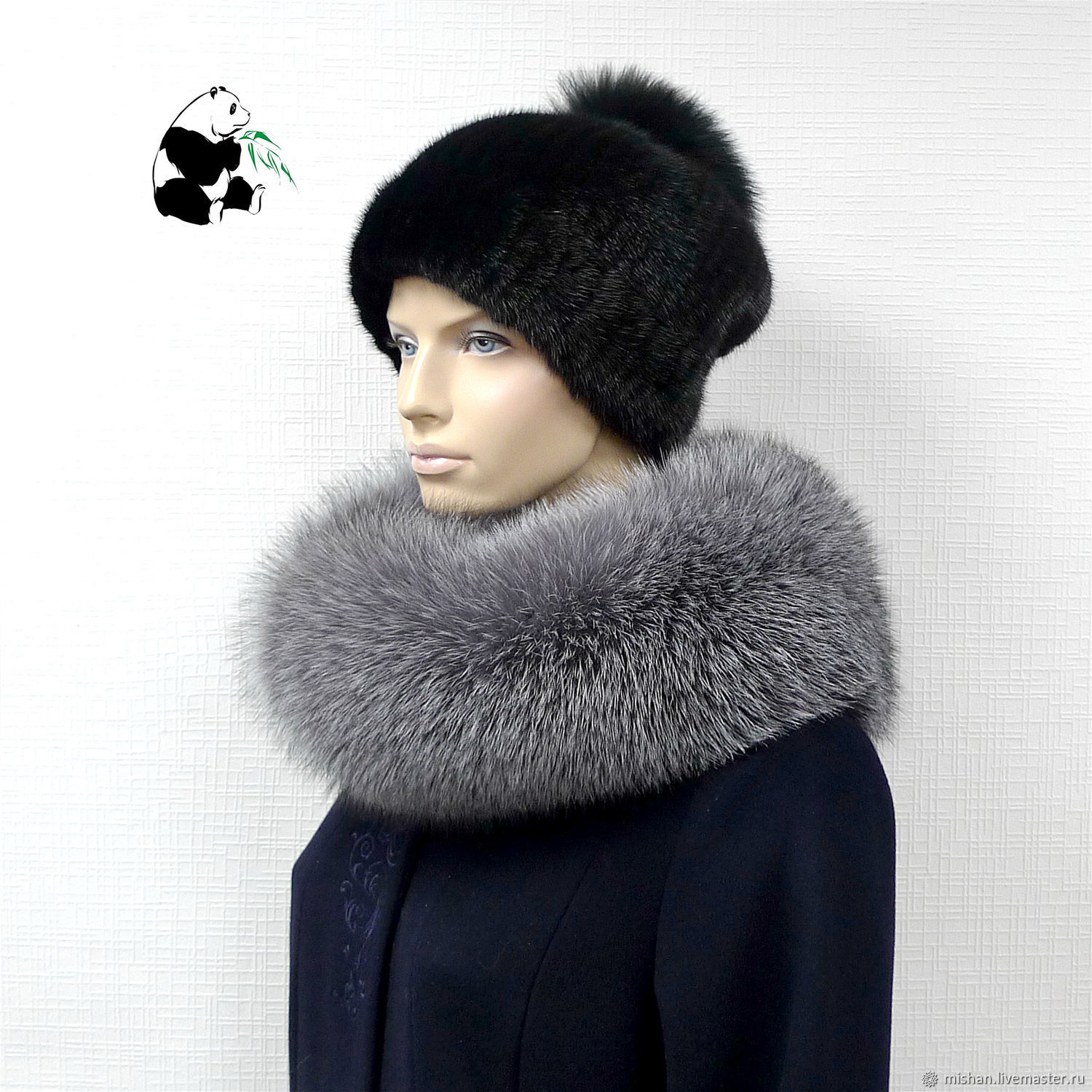 Меховой воротник снуд из меха чернобурки породы Blue frost №3 в ...