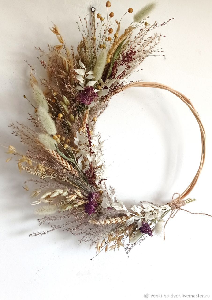 Венок из сухоцветов на дверь декоративный минимализм бохо купить в ...