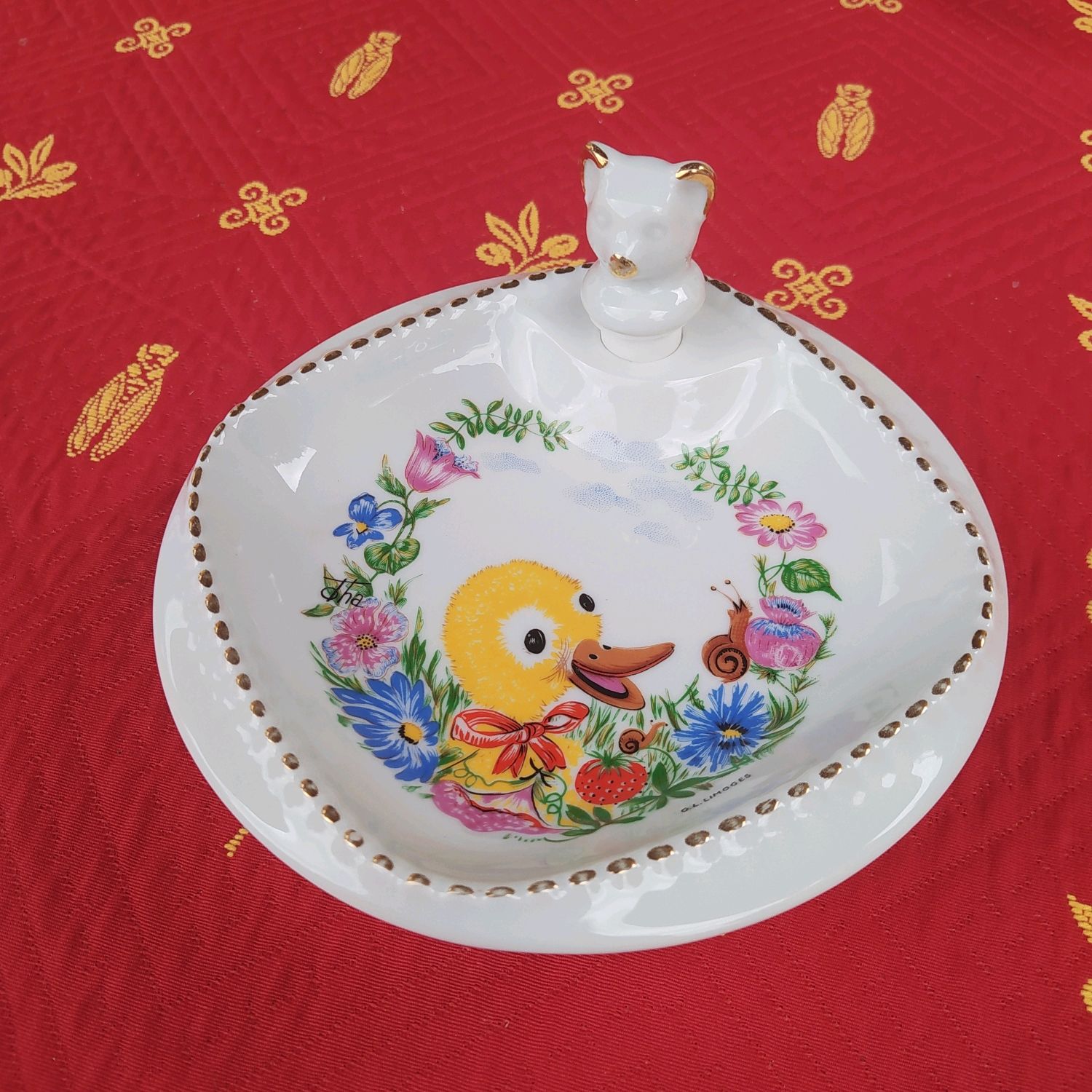 Винтаж Детская фарфоровая тарелка с подогревом Limoges Франция в интернет магазине на Ярмарке