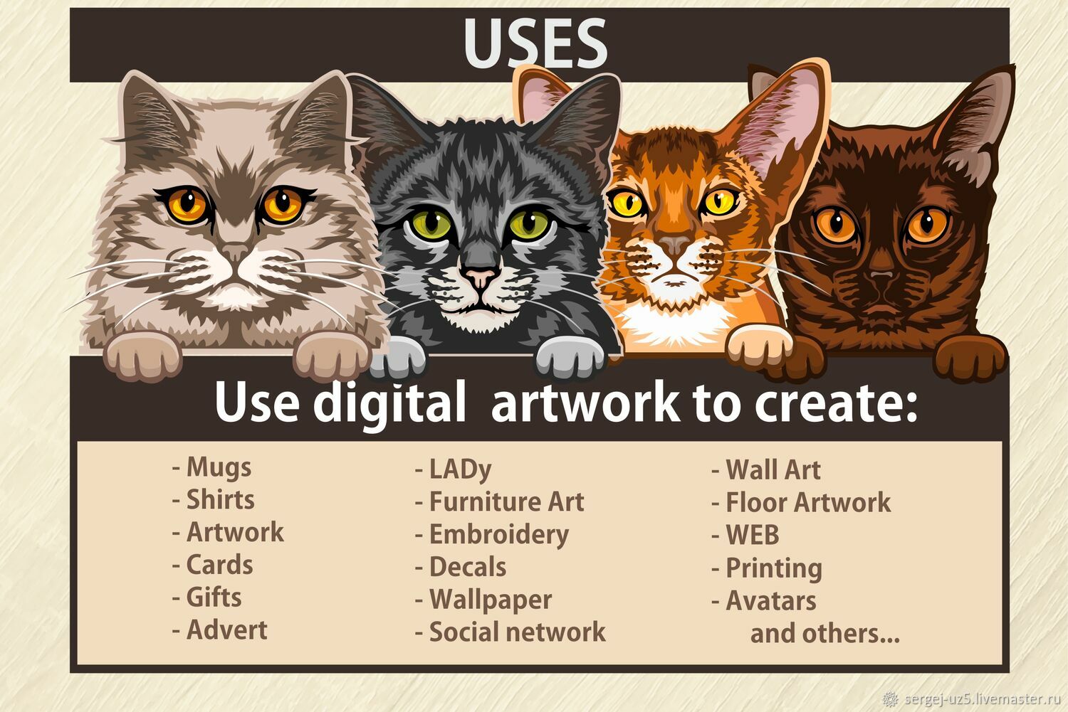 Tortoiseshell Cat - векторная иллюстрация SVG, EPS, AI, PNG – купить на ...