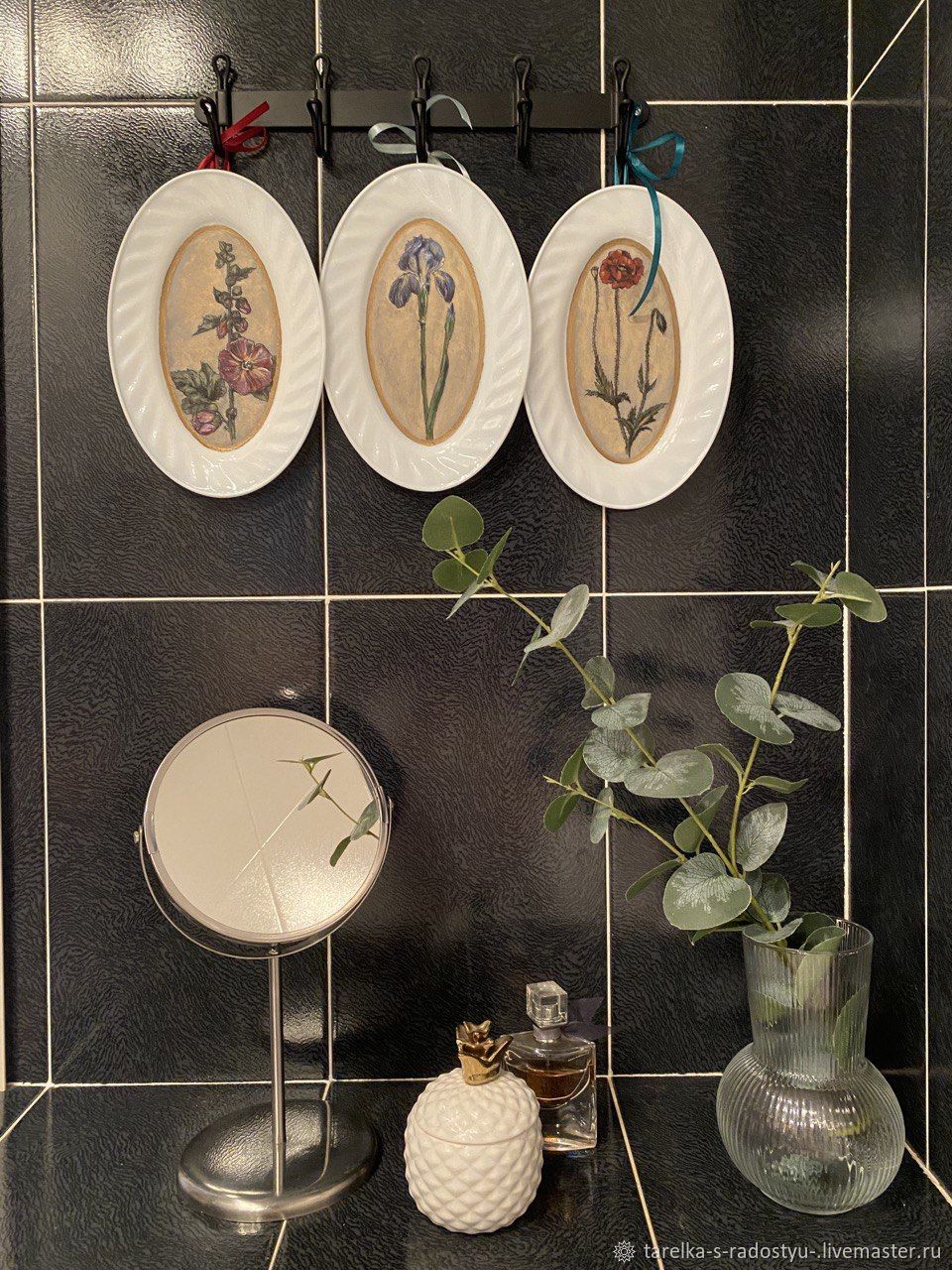 Тарелки декоративные c растениями: роза, мак и ирис в интернет-магазине ...