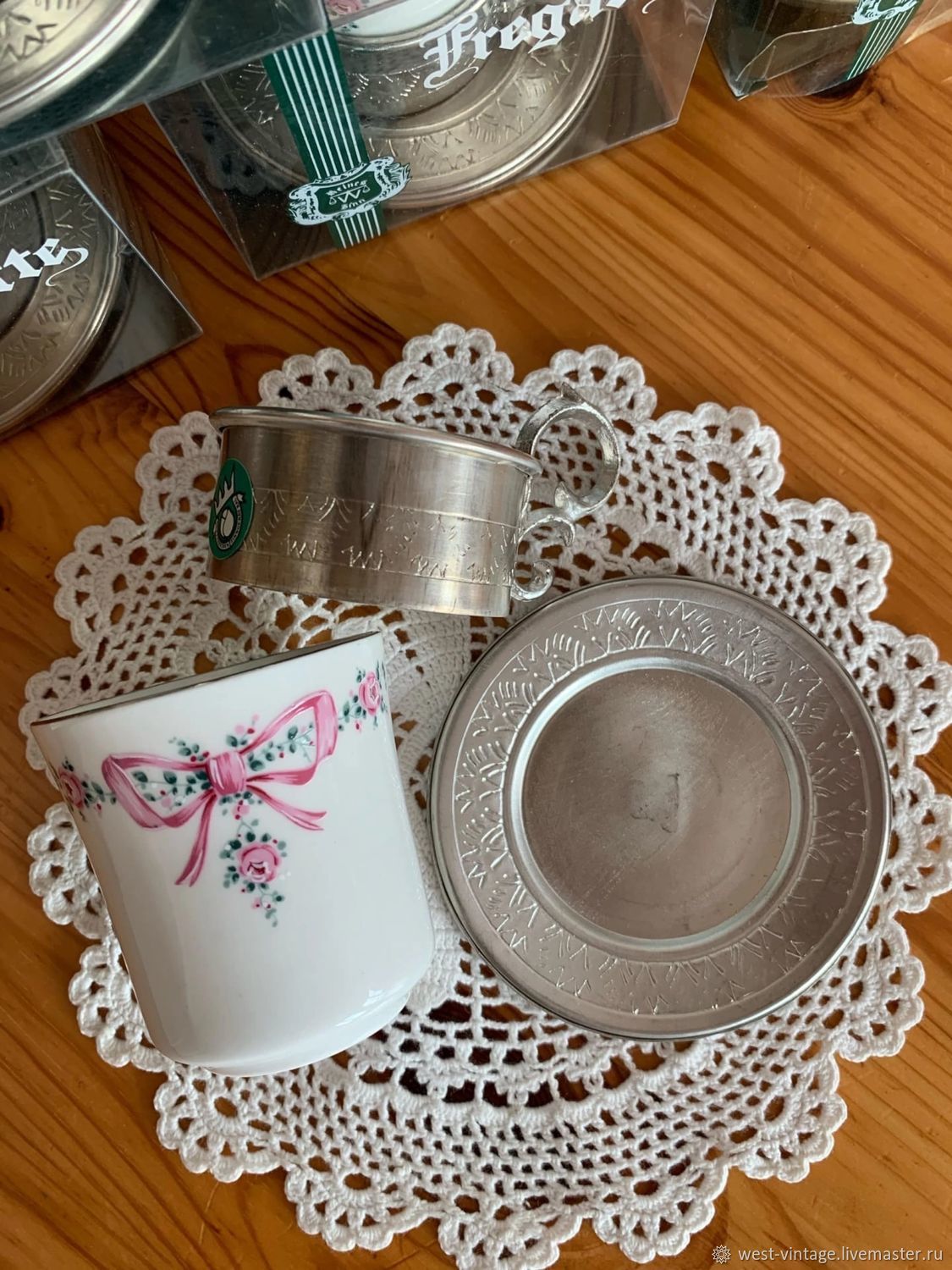 Винтаж: Фарфоровая чашка с подстаканником Alwe zinn Германия купить в ...