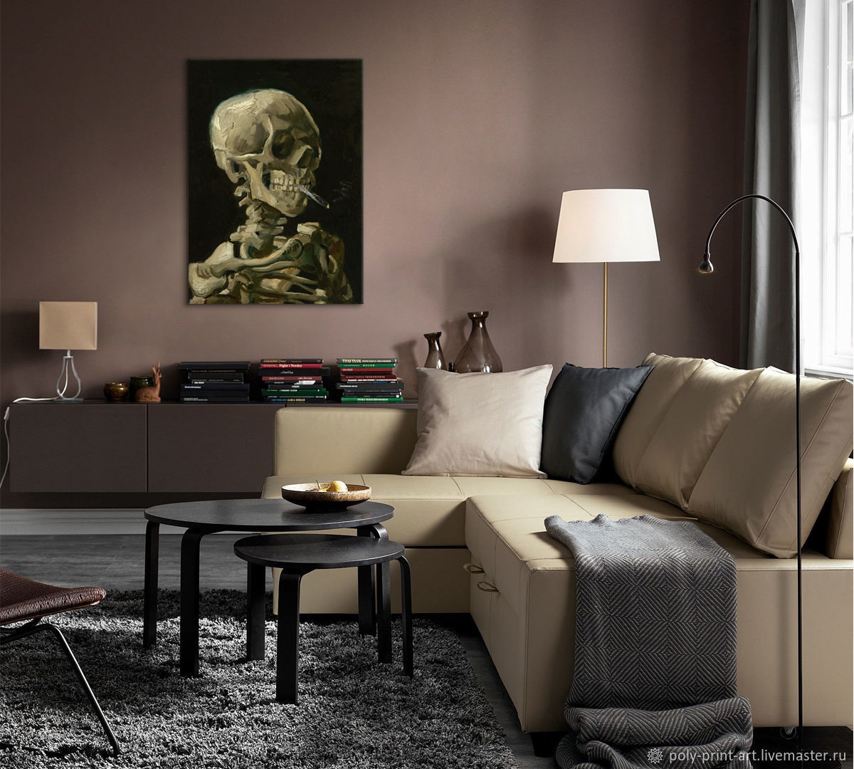 Картина "Череп с горящей сигаретой" Ван Гог 50х70 см – купить онлайн на ...