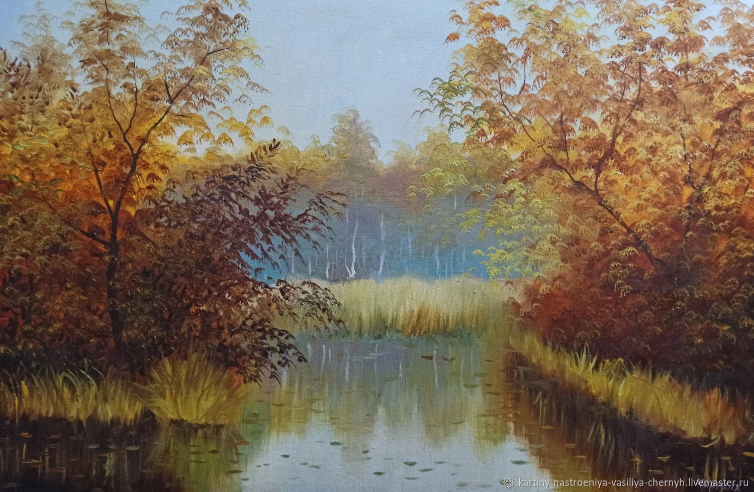 Картины: Золотая осень пейзаж с рекой в интернет-магазине Ярмарка ...
